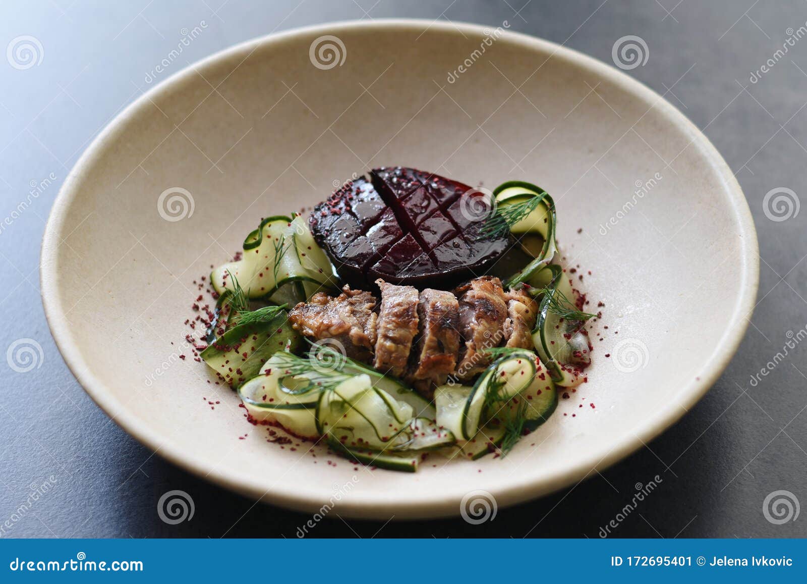 Pork Cheeks in Plate Fine Dining Meal Stock Image - Image of plate ...