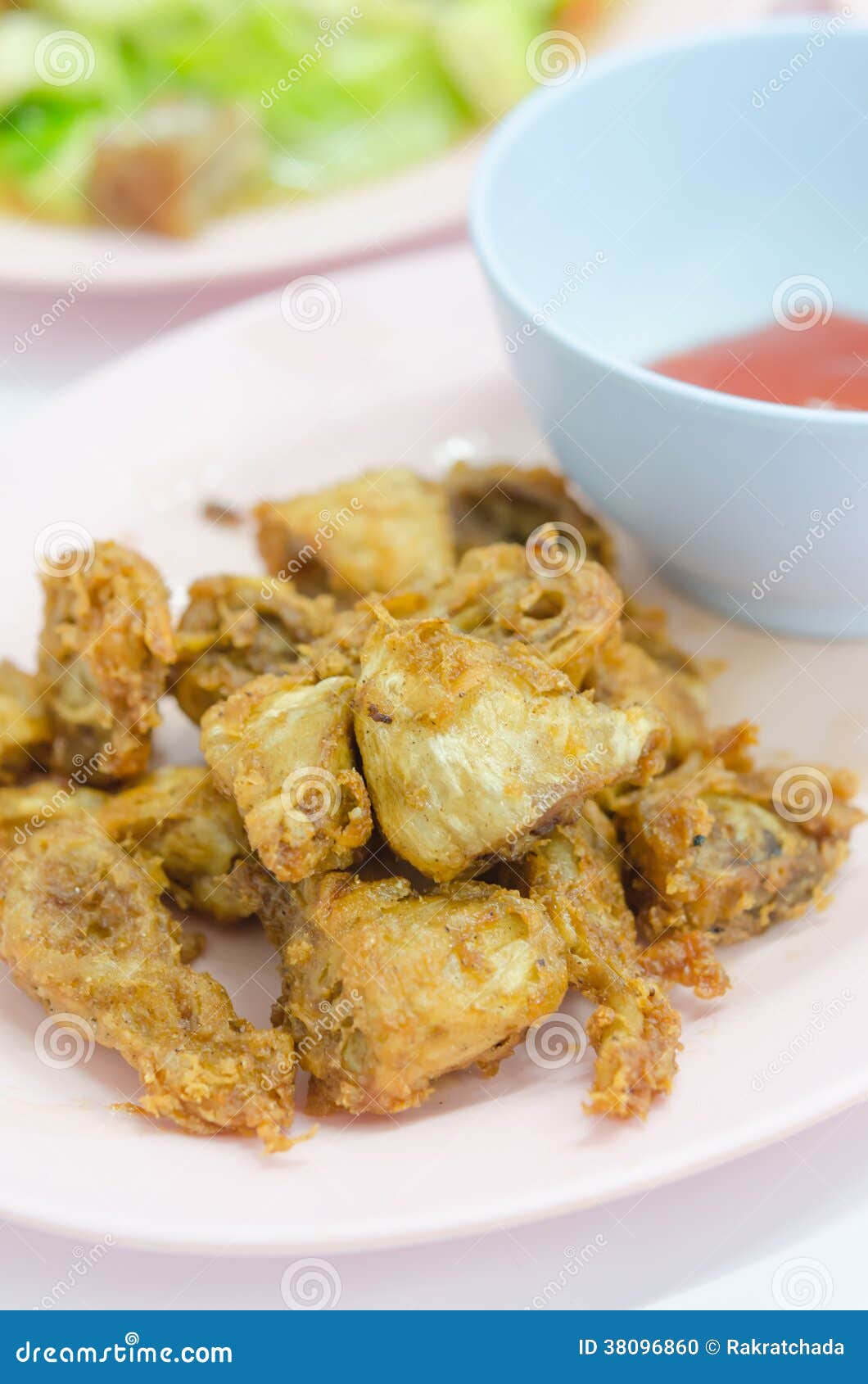 Pork chitterlings fried stock photo. Image of food, plate - 38096860