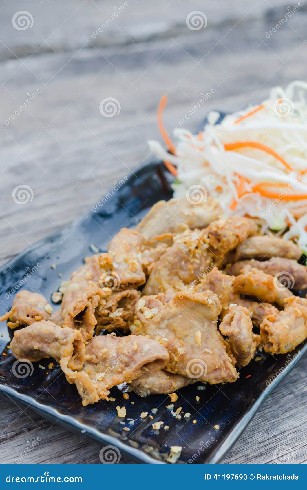 Pork chitterlings fried stock photo. Image of meat, bowl - 41197690
