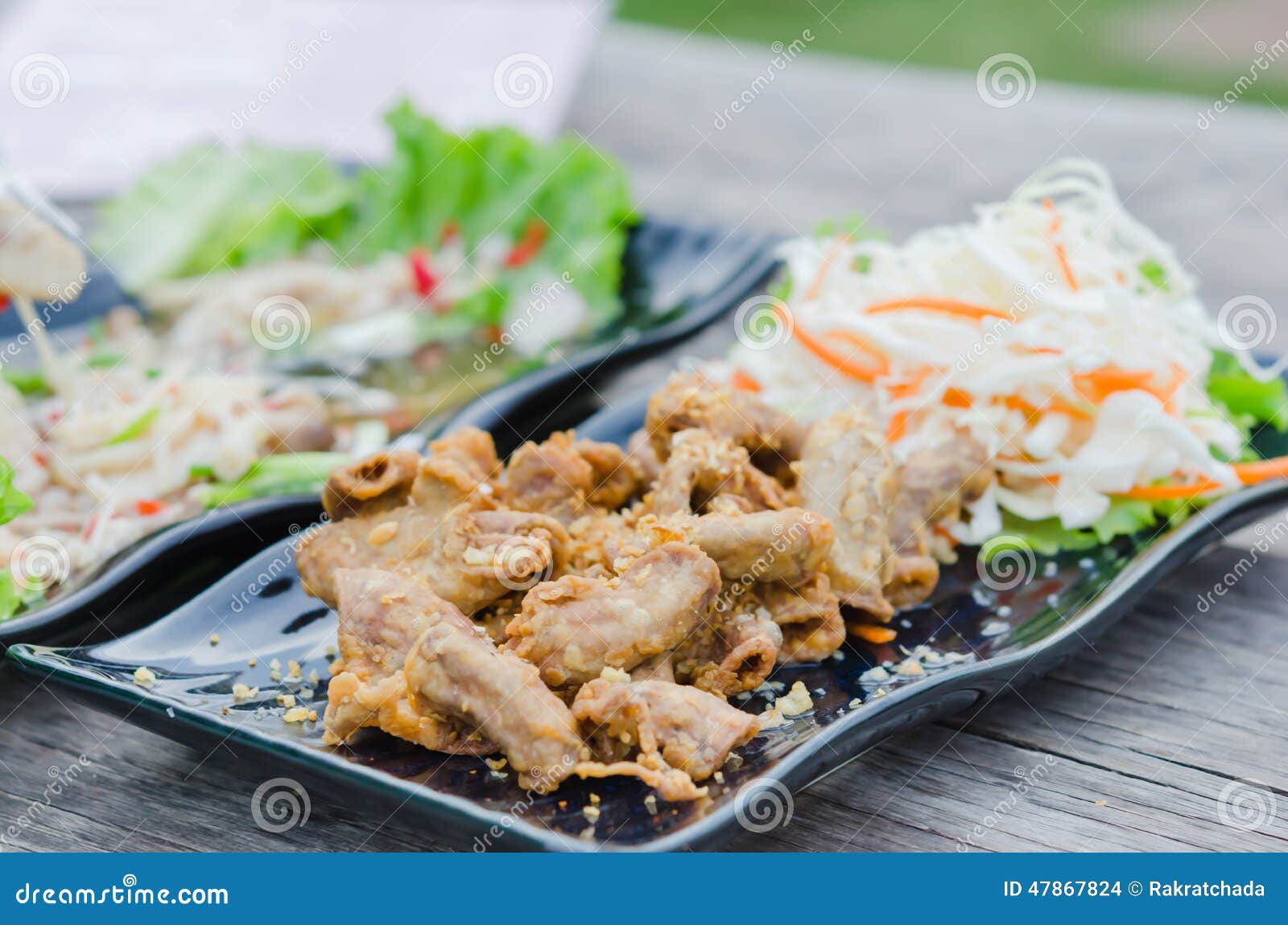 Pork chitterlings fried stock photo. Image of bowl, pork - 47867824