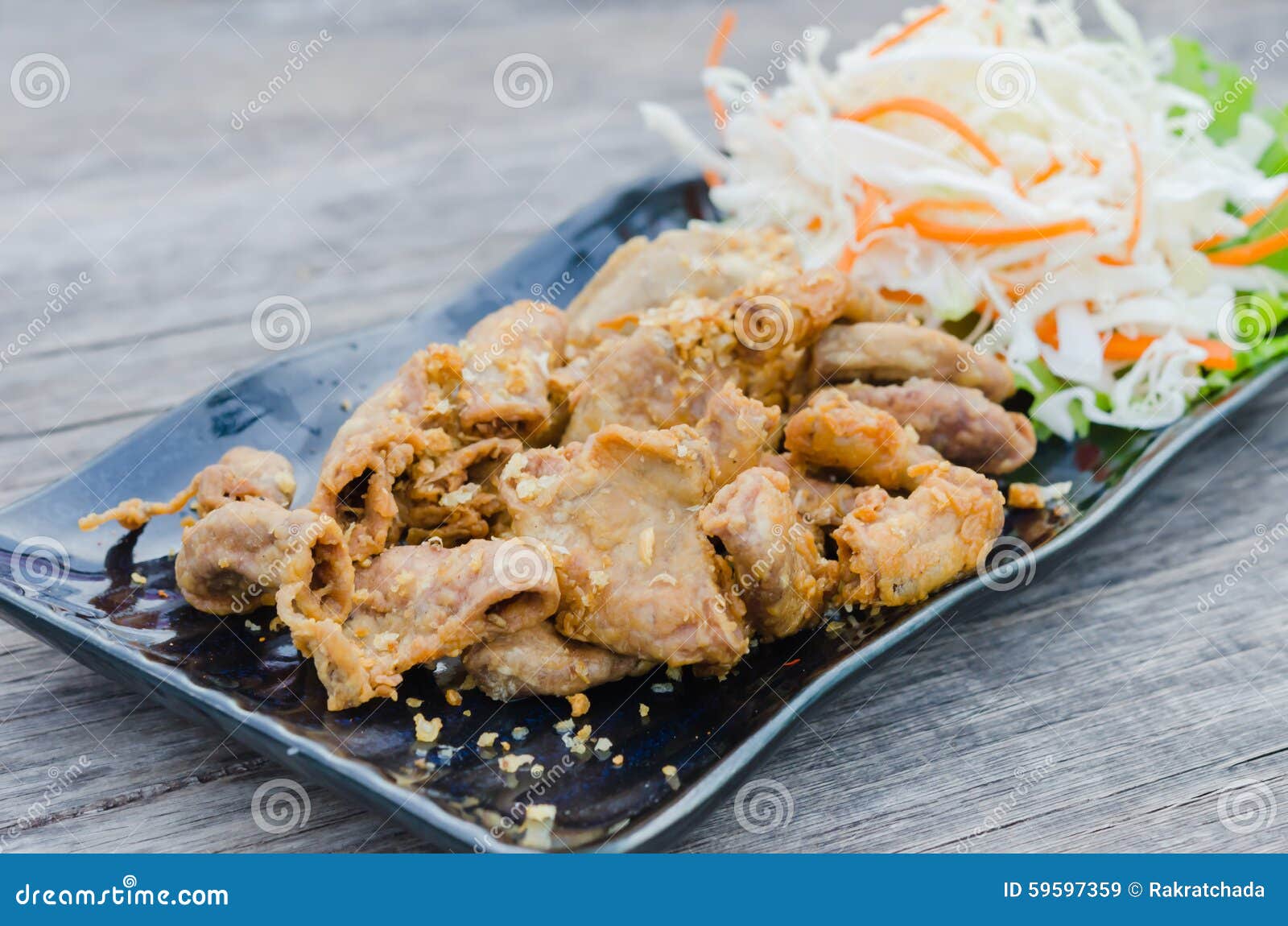 Pork chitterlings fried stock image. Image of cooked - 59597359