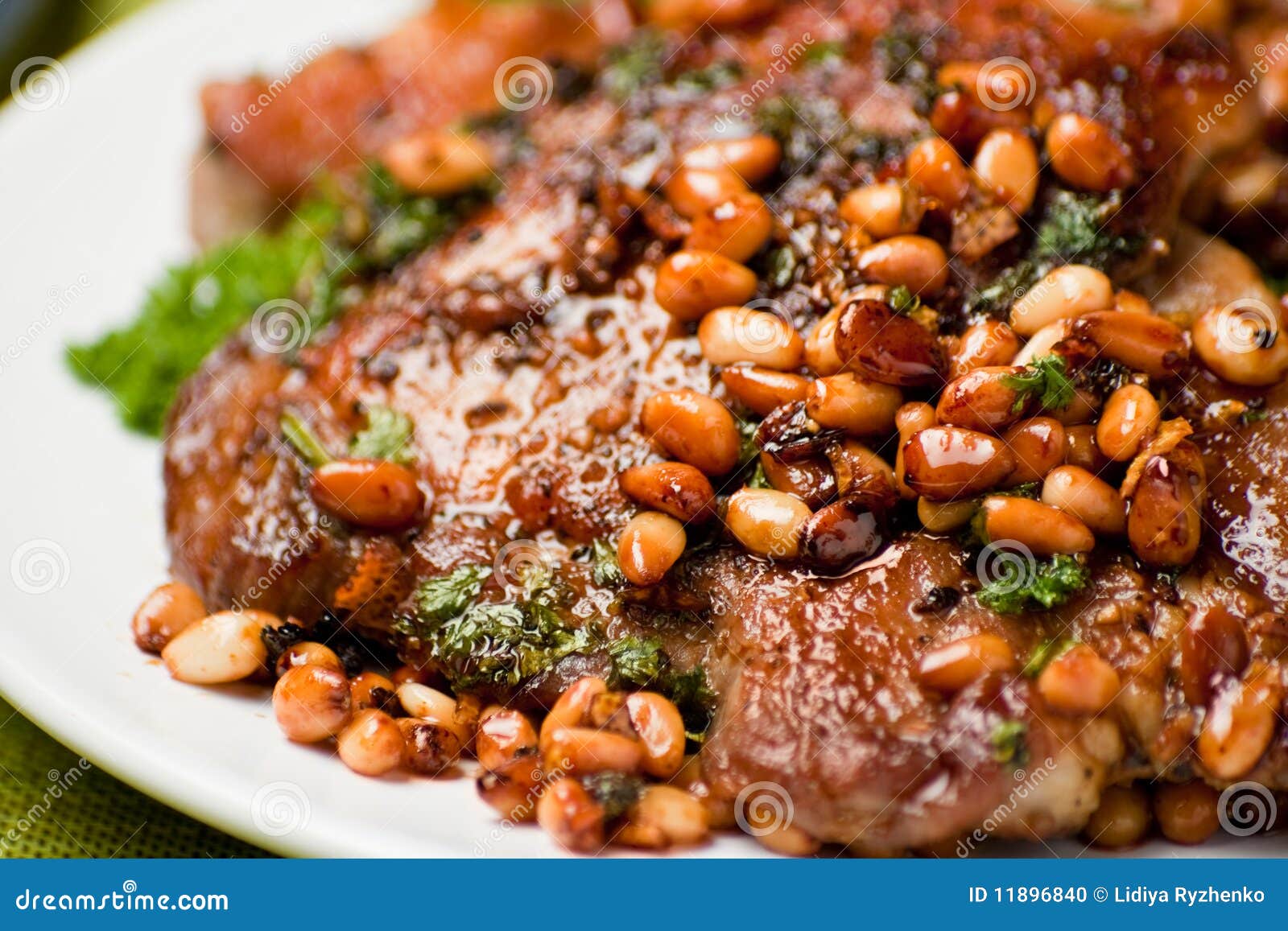 Pork Chop with Cedar Nutlets Stock Photo - Image of appetizing, portion ...