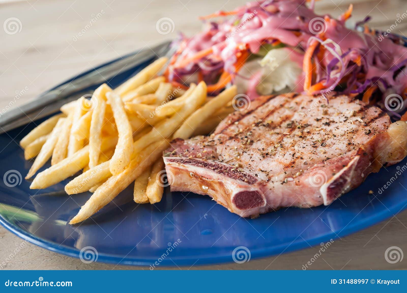 Pork chop steak stock image. Image of food, bones, paprika - 31488997
