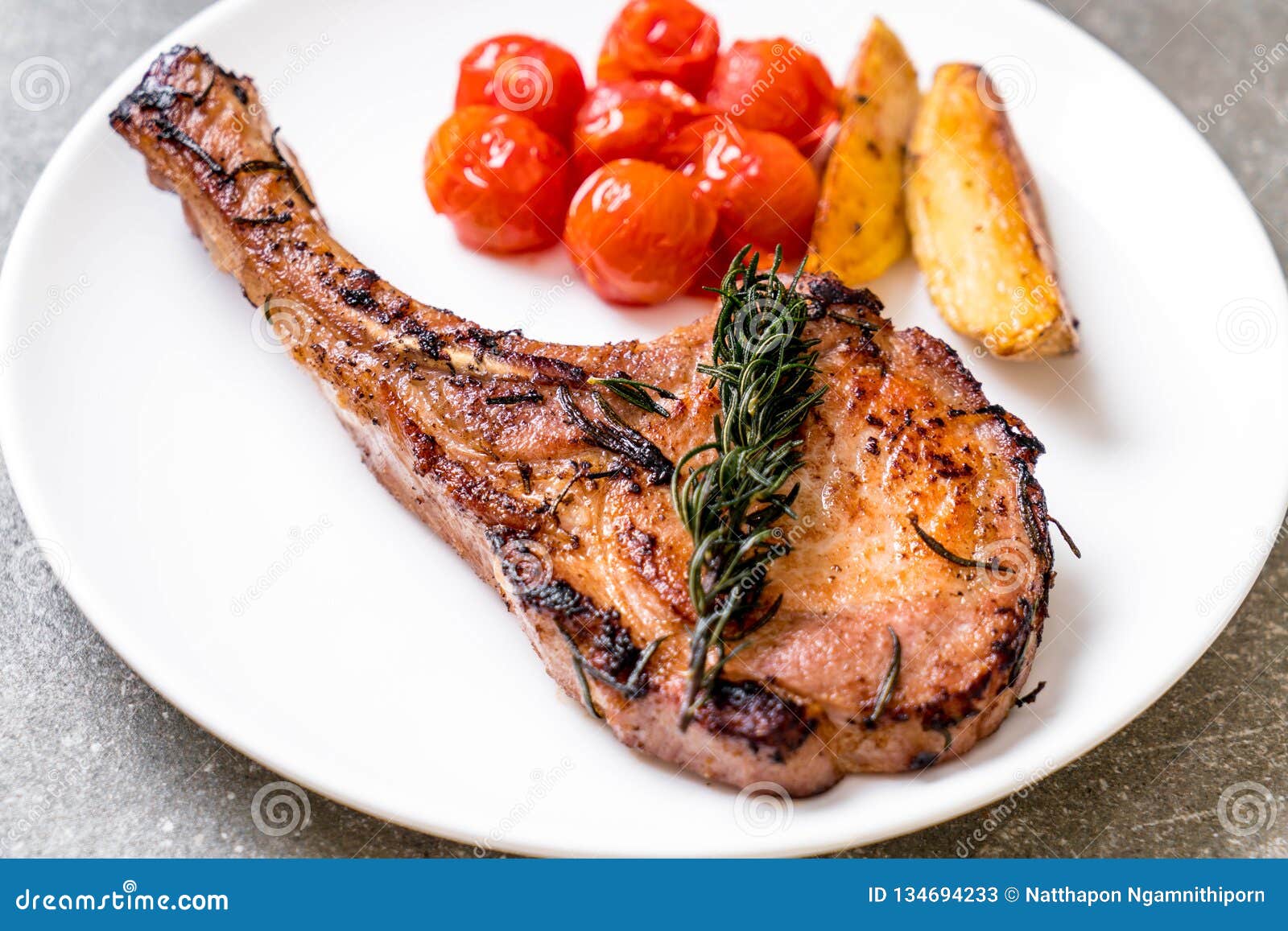 Pork chop steak stock image. Image of dinner, meal, vegetable - 134694233