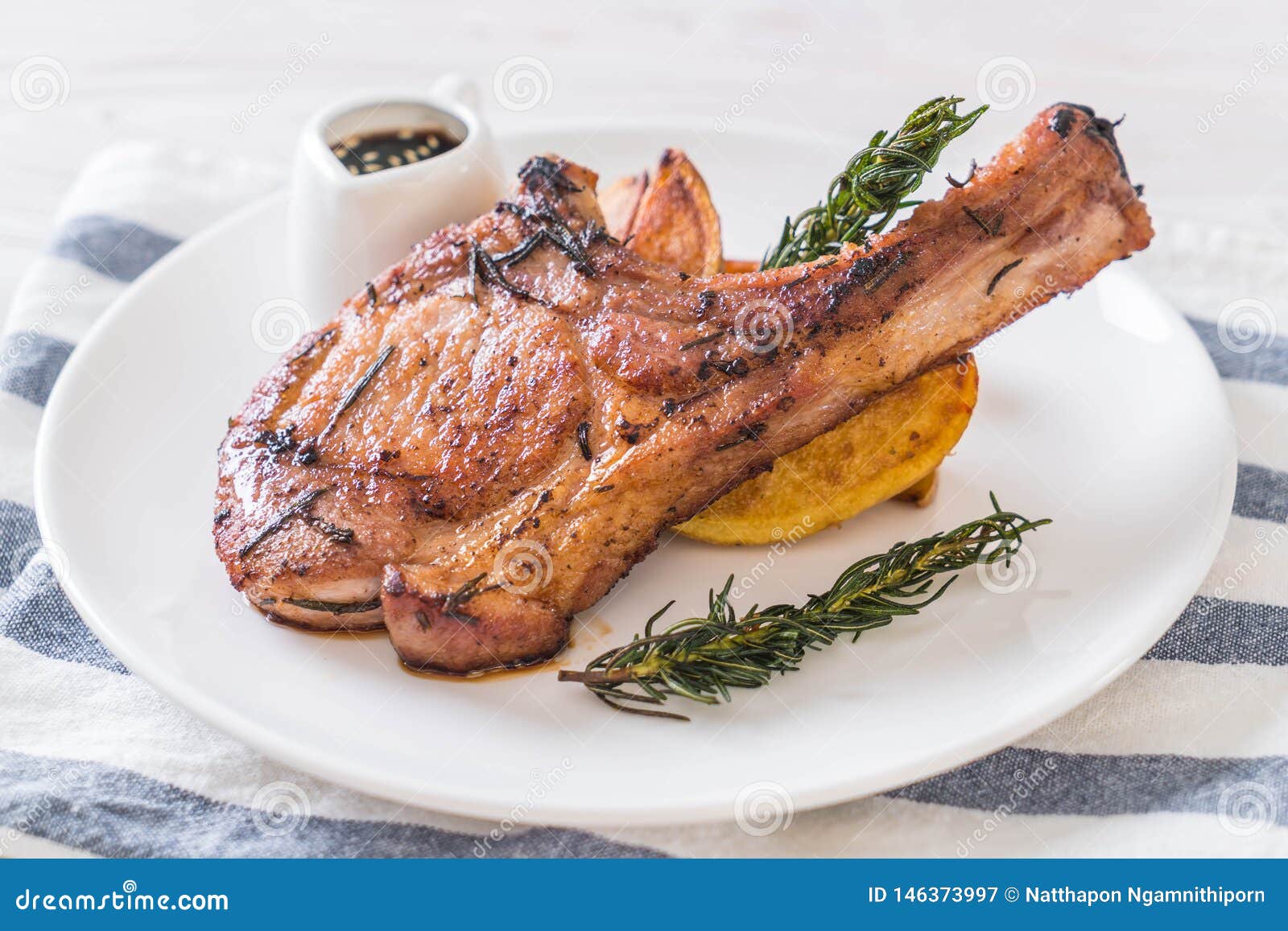 Pork chop steak stock image. Image of pepper, pork, white - 146373997