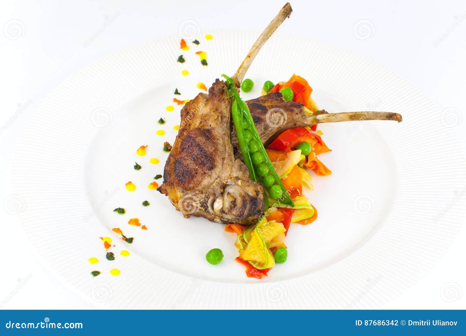 Pork Chop with Vegetable in Plate Stock Photo - Image of grill, lunch ...