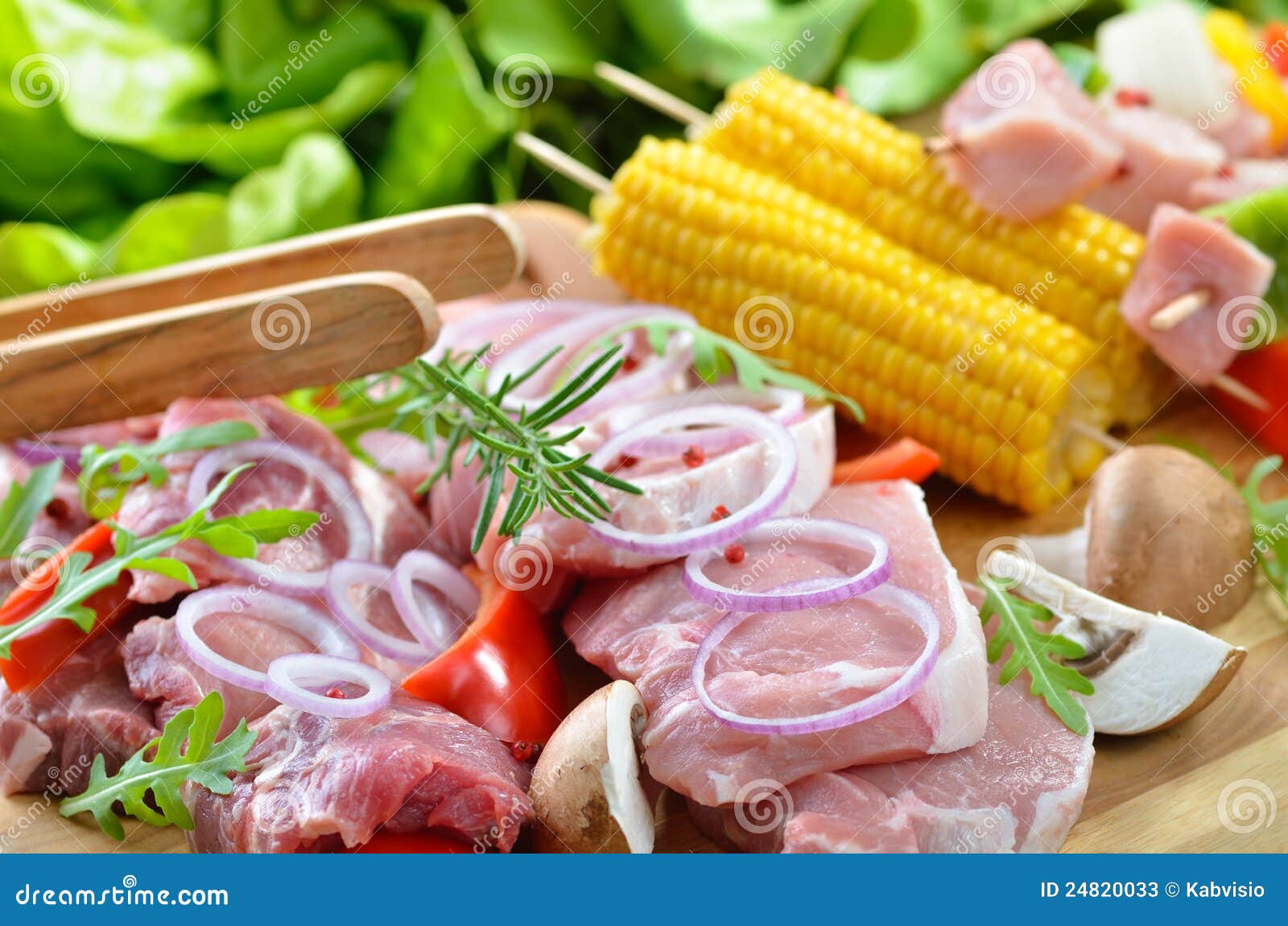 Pork with Corn on th Cob stock image. Image of chunks - 24820033