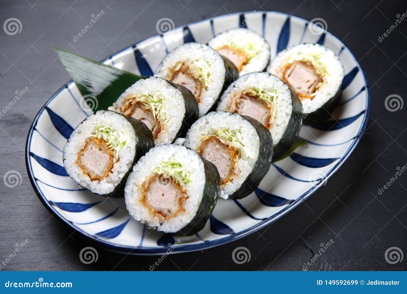 Pork Cutlet Sushi Rolls on a Dining Table Stock Image - Image of ...