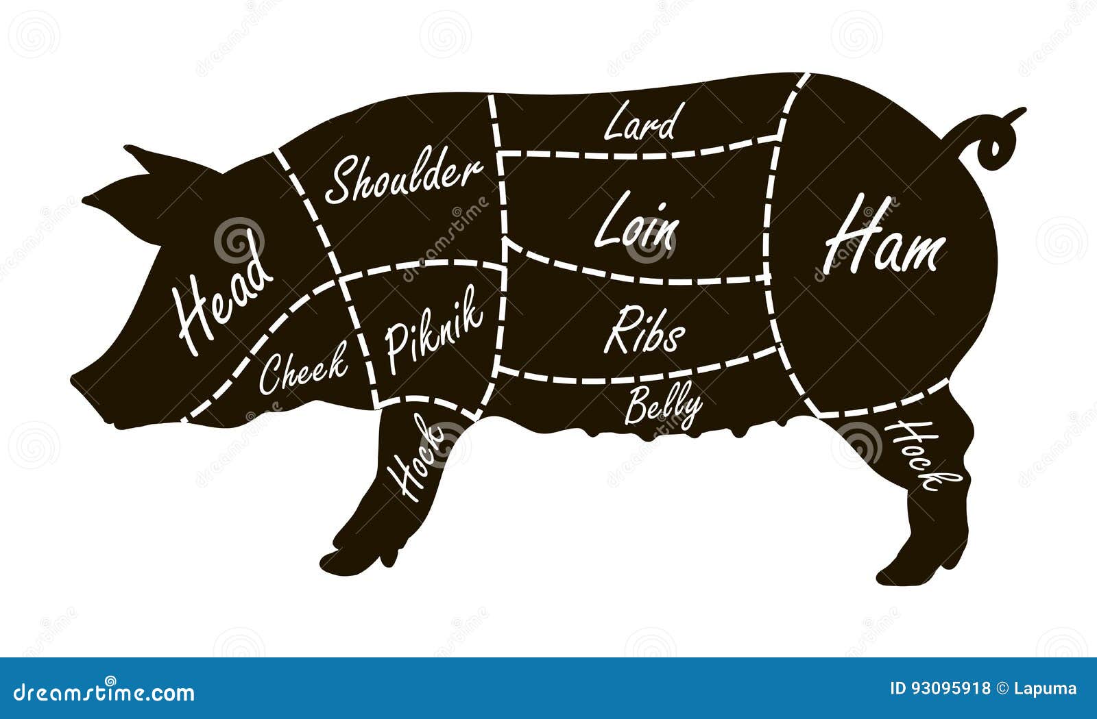 Pork cuts butcher diagram stock vector. Illustration of restaurant ...