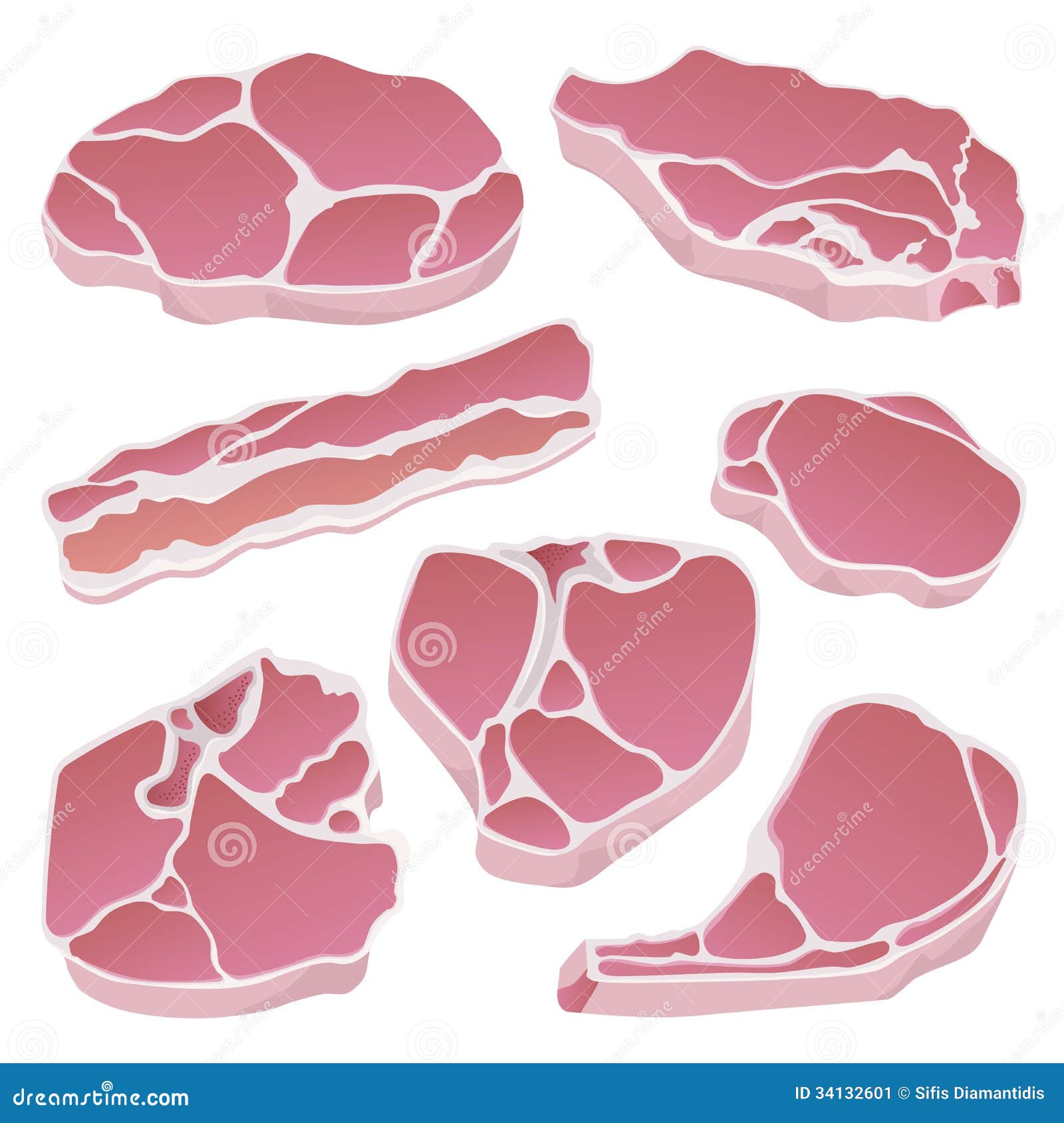 Pork Cuts Butcher Diagram Vector Illustration | CartoonDealer.com #93095918