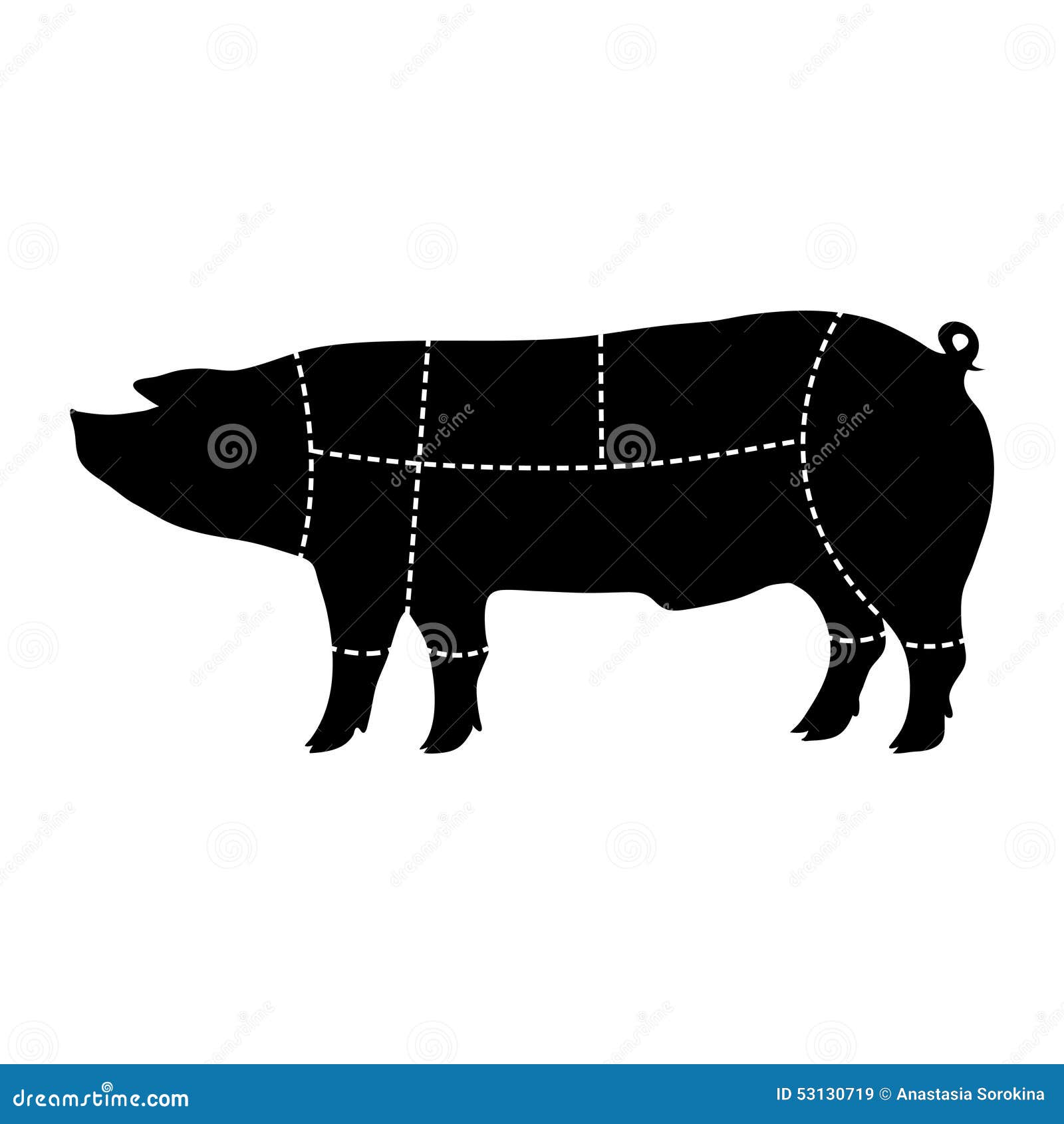 Pork-cutting scheme stock vector. Illustration of meat - 53130719