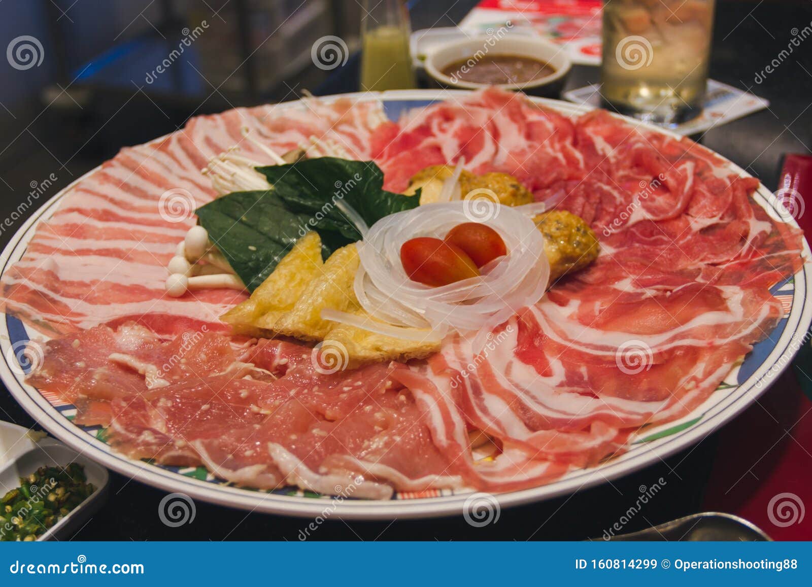 Pork in the Dish for a Suki Pot Stock Image - Image of restaurang ...