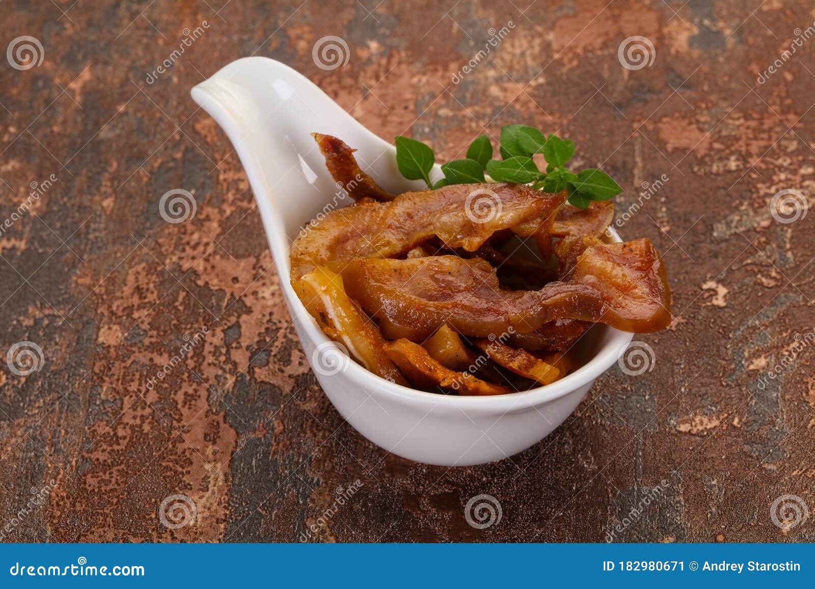 Pork ear snack stock image. Image of lunch, sliced, plate - 182980671