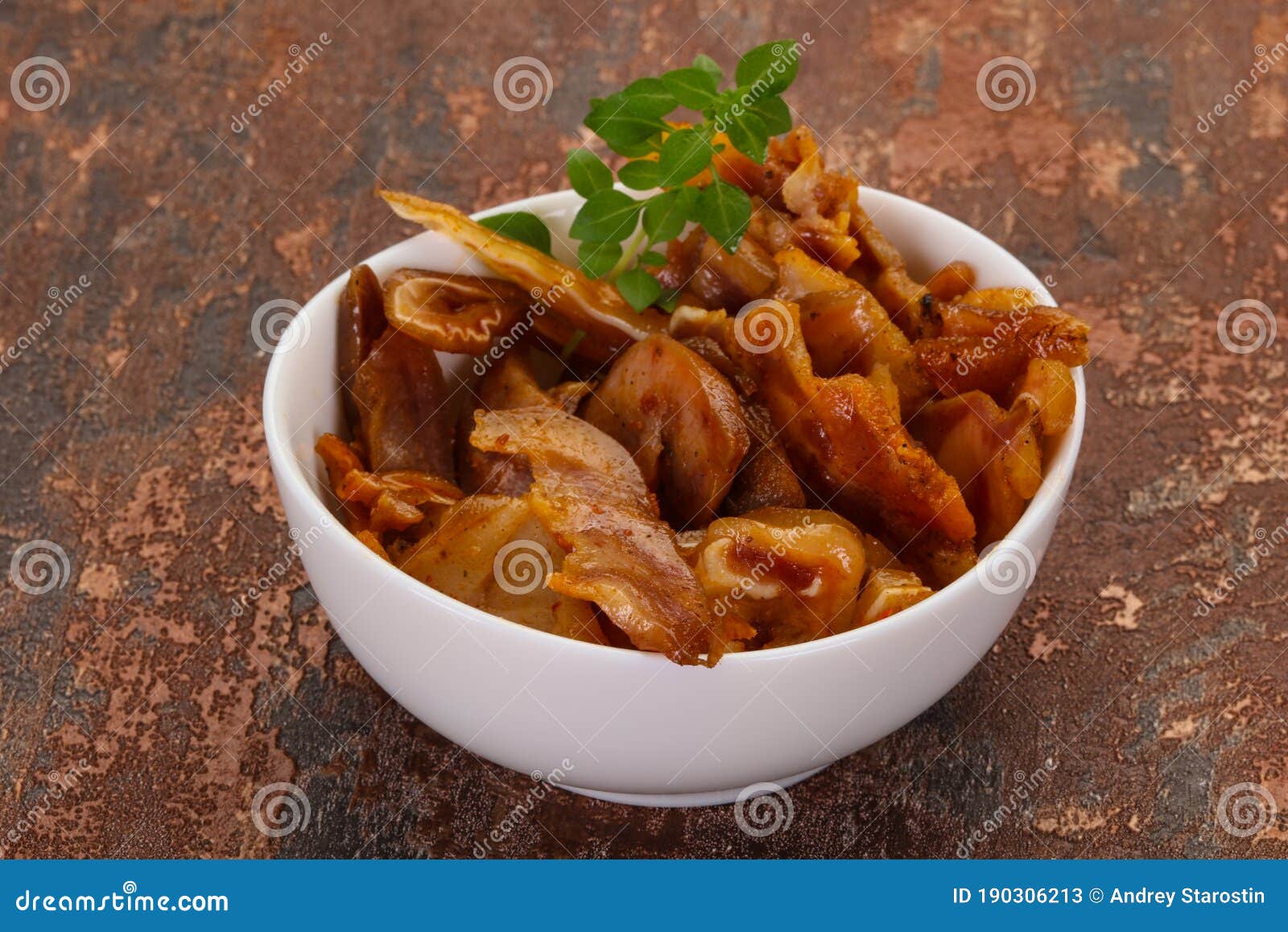 Pork ear snack stock image. Image of garlic, plate, green - 190306213