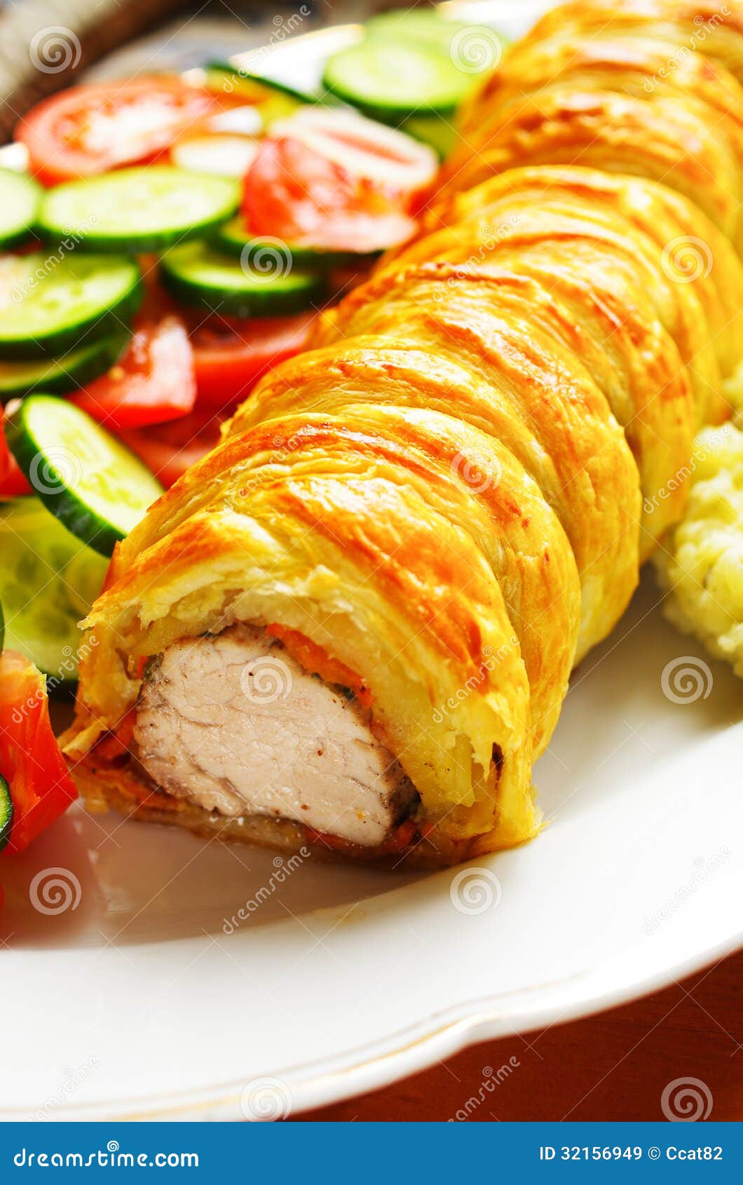 Pork fillet in puff pastry stock image. Image of meat - 32156949