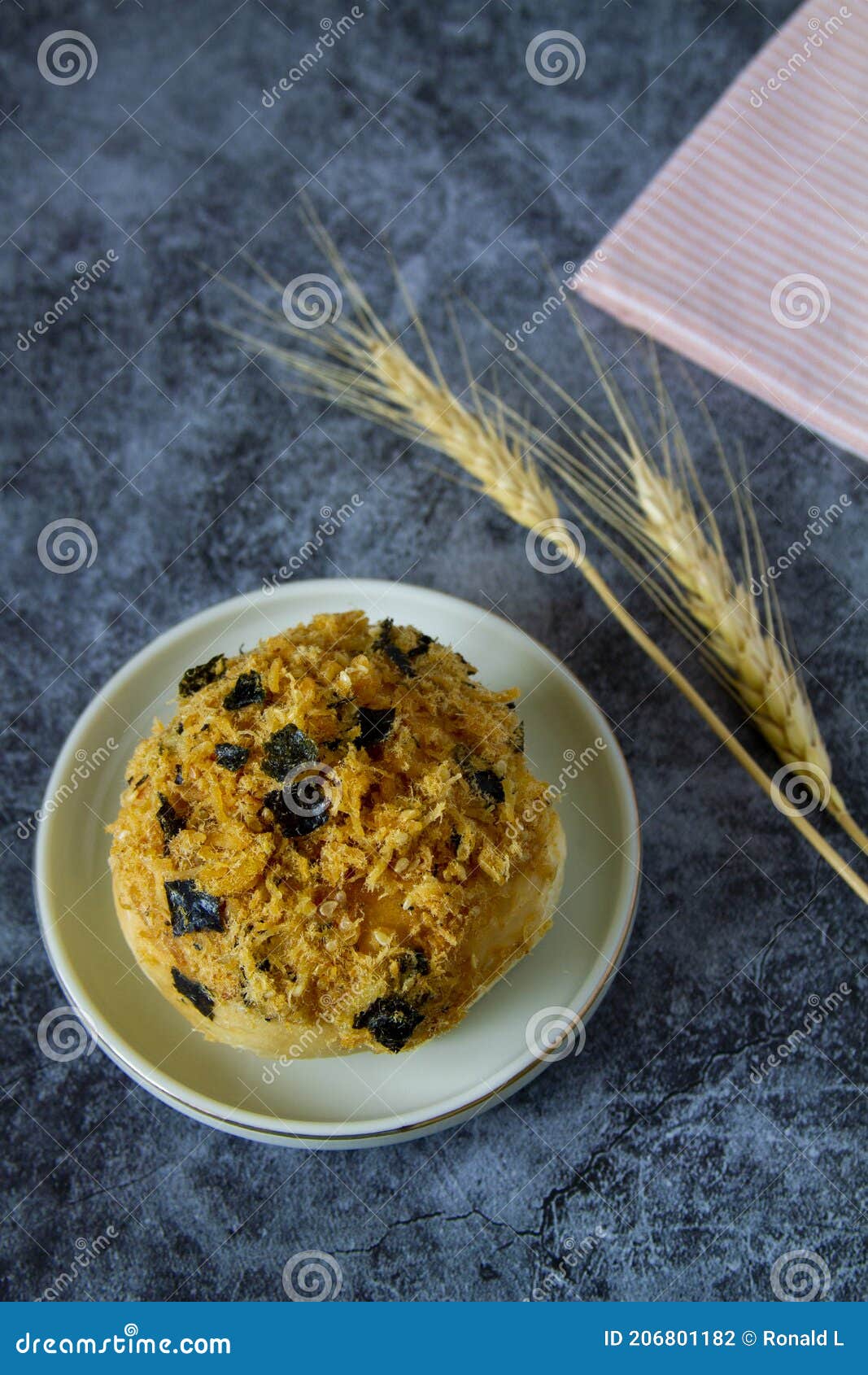 Pork Floss Bread Close Up. Chinese Classical Bakery Pork Sung Buns ...
