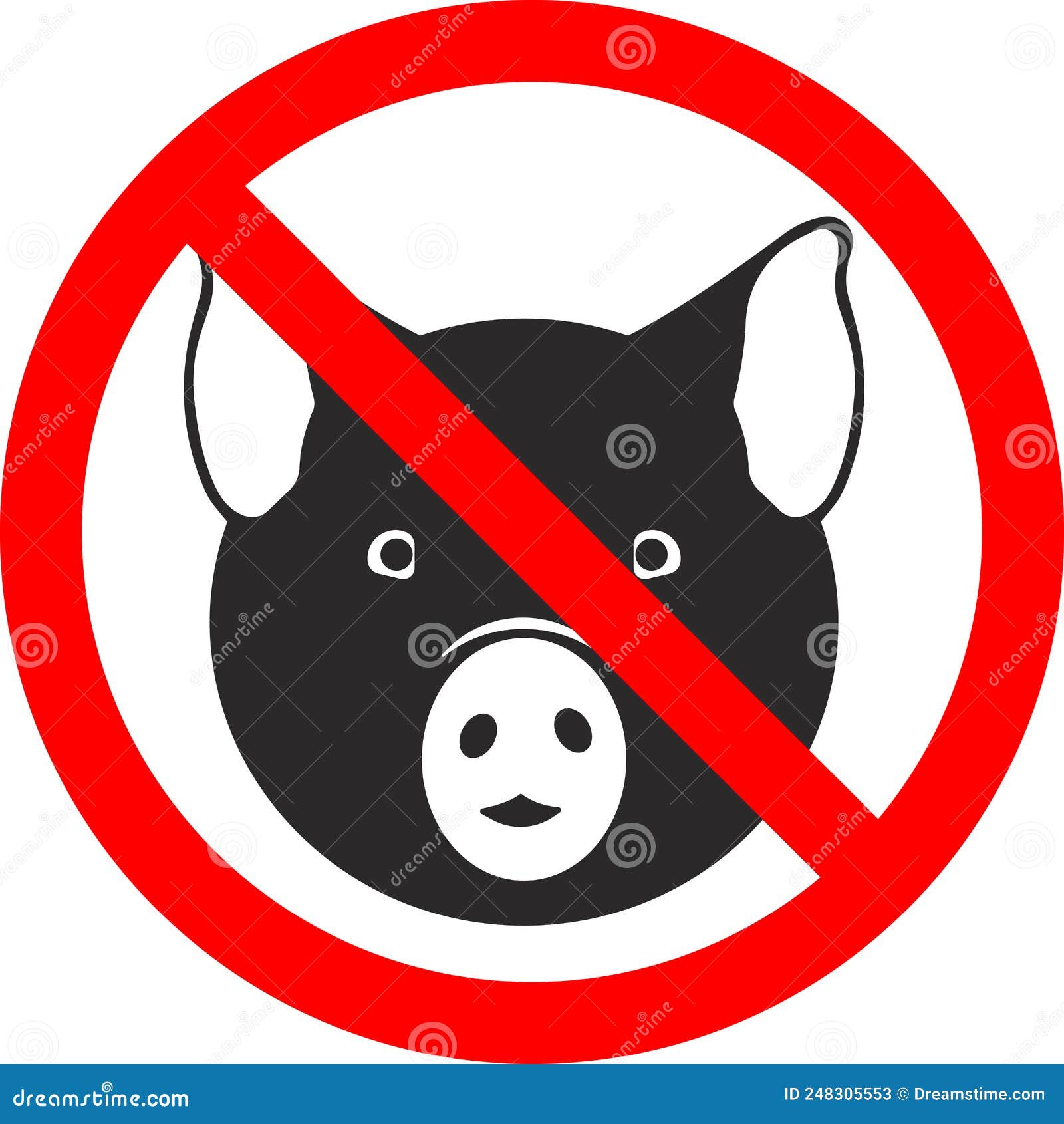 Pork with a Forbidden Sign. Vector Illustration. Stock Vector ...