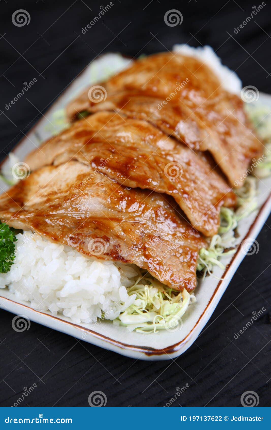 Pork Fried with Ginger on Rice Stock Photo - Image of dish, roasted ...