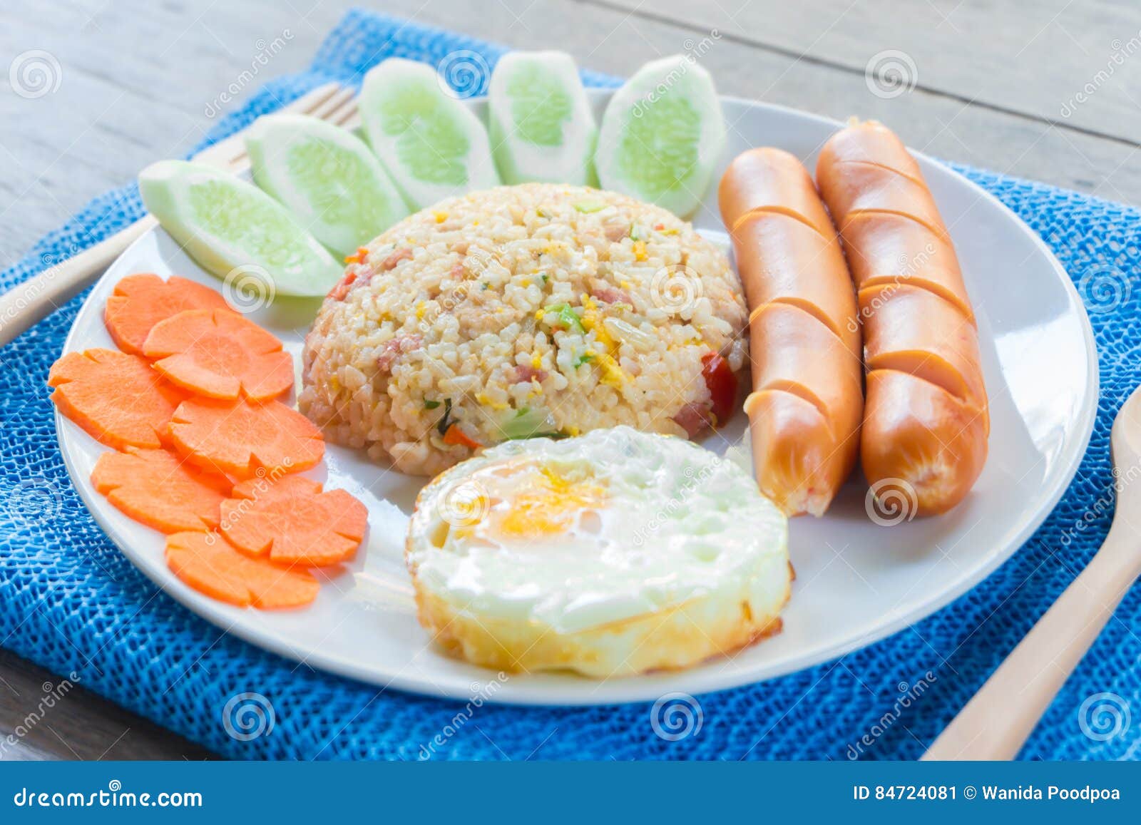 Pork fried rice stock image. Image of side, fried, wood - 84724081