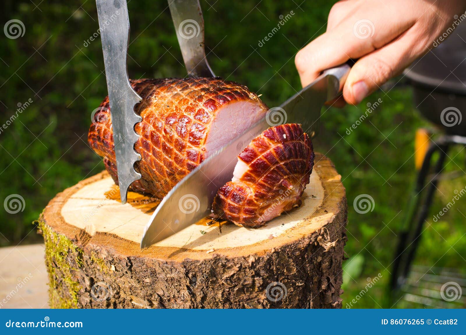 Pork ham baked on bbq stock image. Image of baked, nature - 86076265