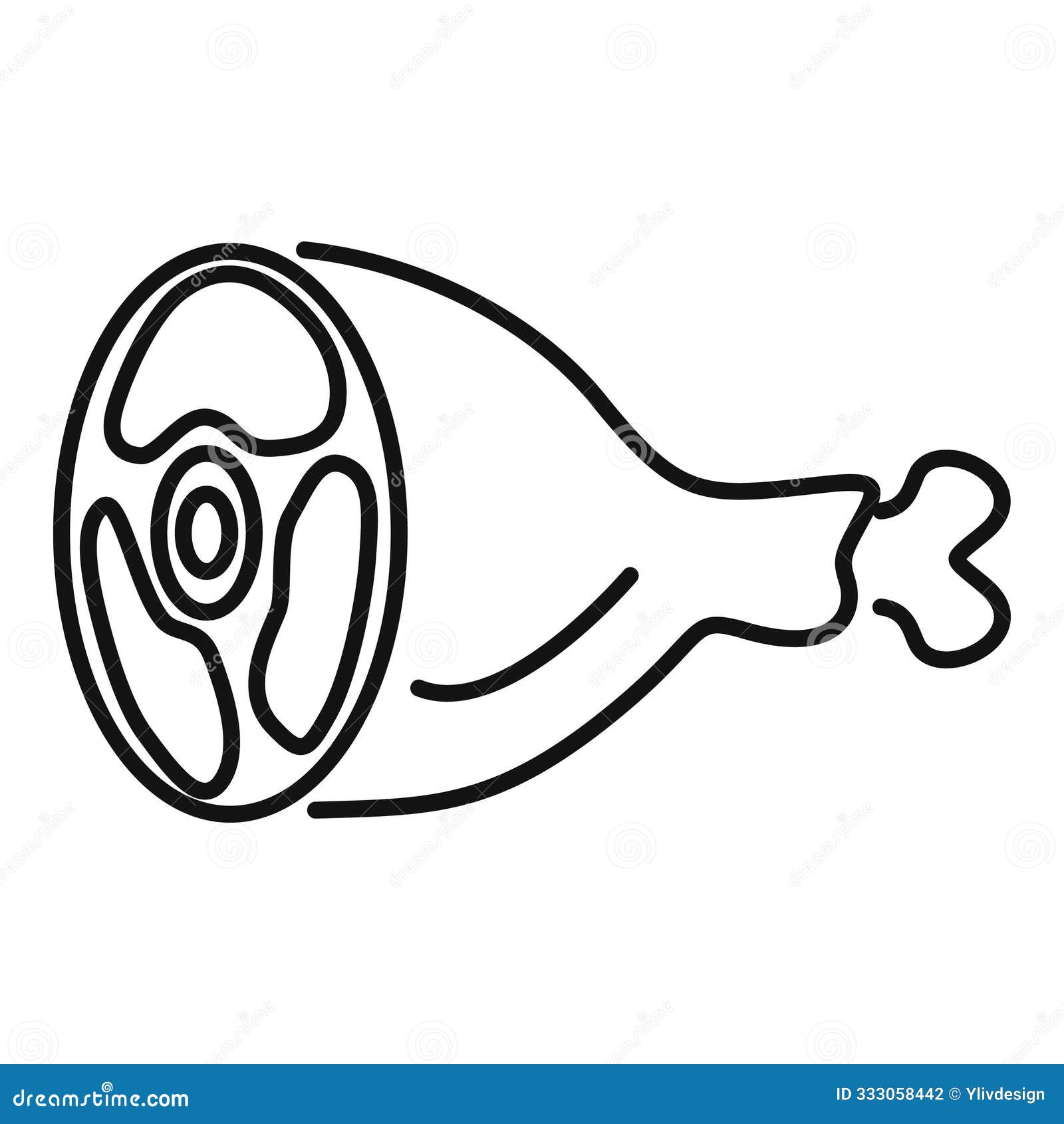 Pork Ham Leg Drawing Displaying Cross Section Stock Illustration ...