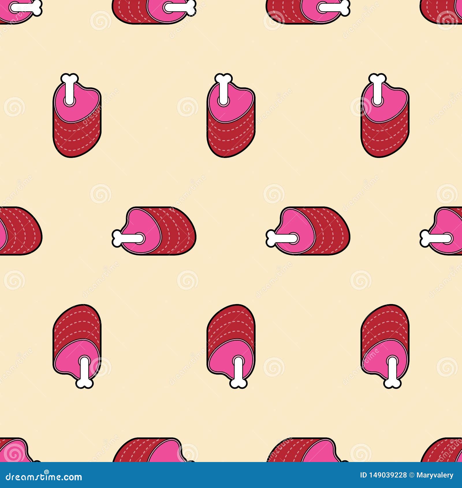 Pork Ham Pattern Seamless. Bone Meat Background Stock Vector ...