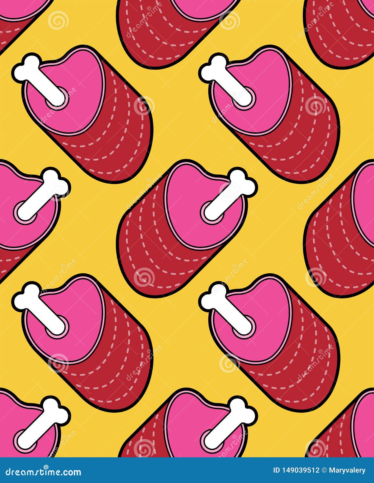 Pork Ham Pattern Seamless. Bone Meat Background Stock Vector ...