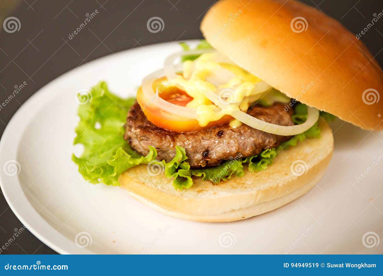 Pork hamburger stock image. Image of tomato, snack, mayonnaise - 94949519