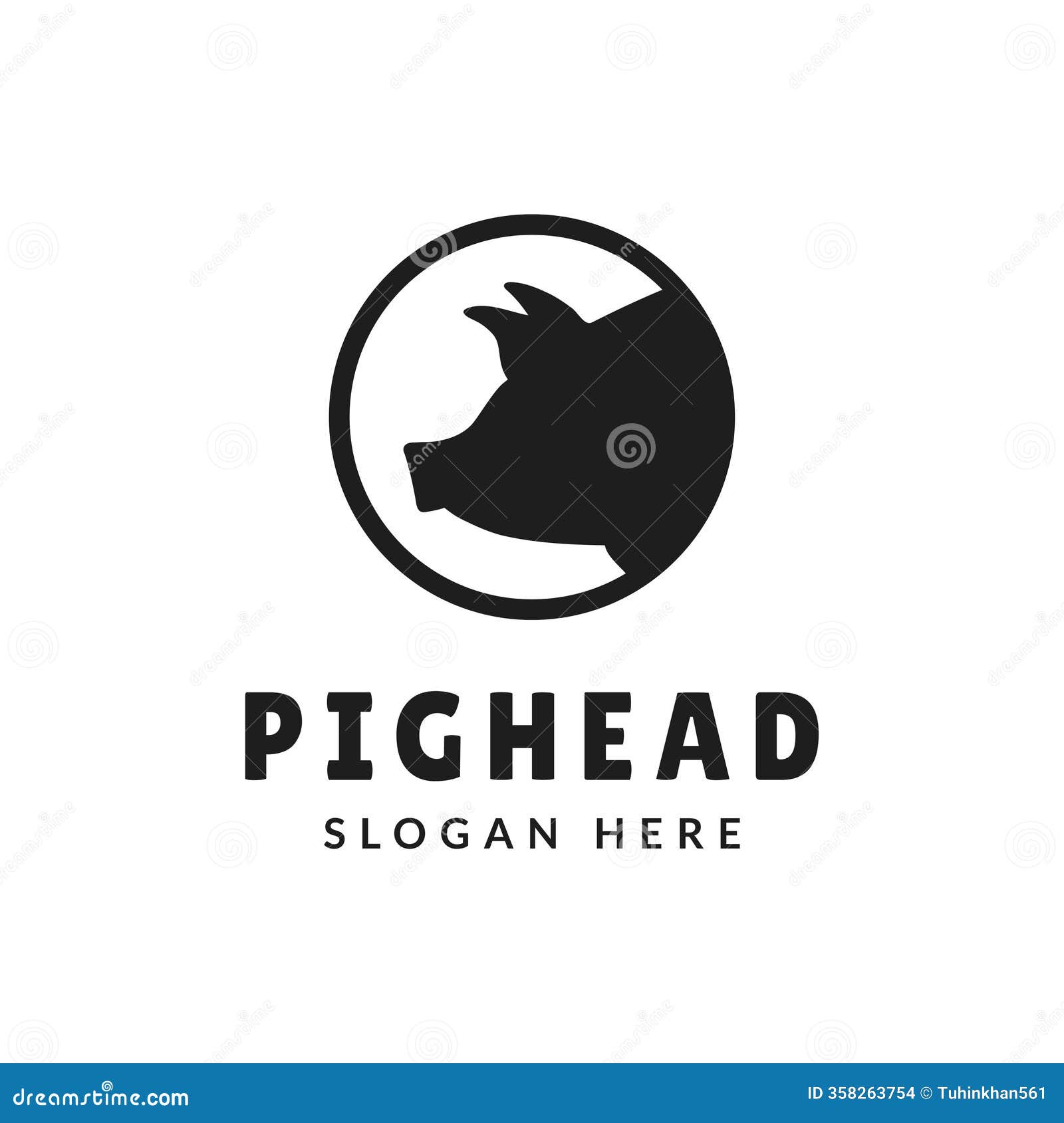 Pork Head Circle Silhouette. Pig Head Logo Design Vector Icon Stock ...