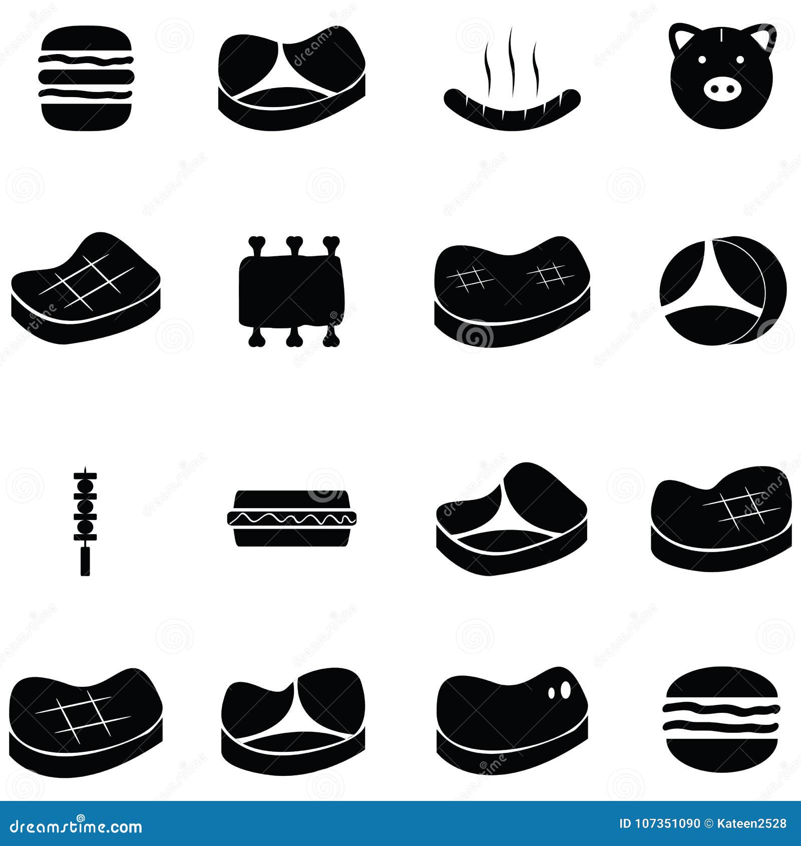 Pork icon set stock vector. Illustration of belly, carcass - 107351090