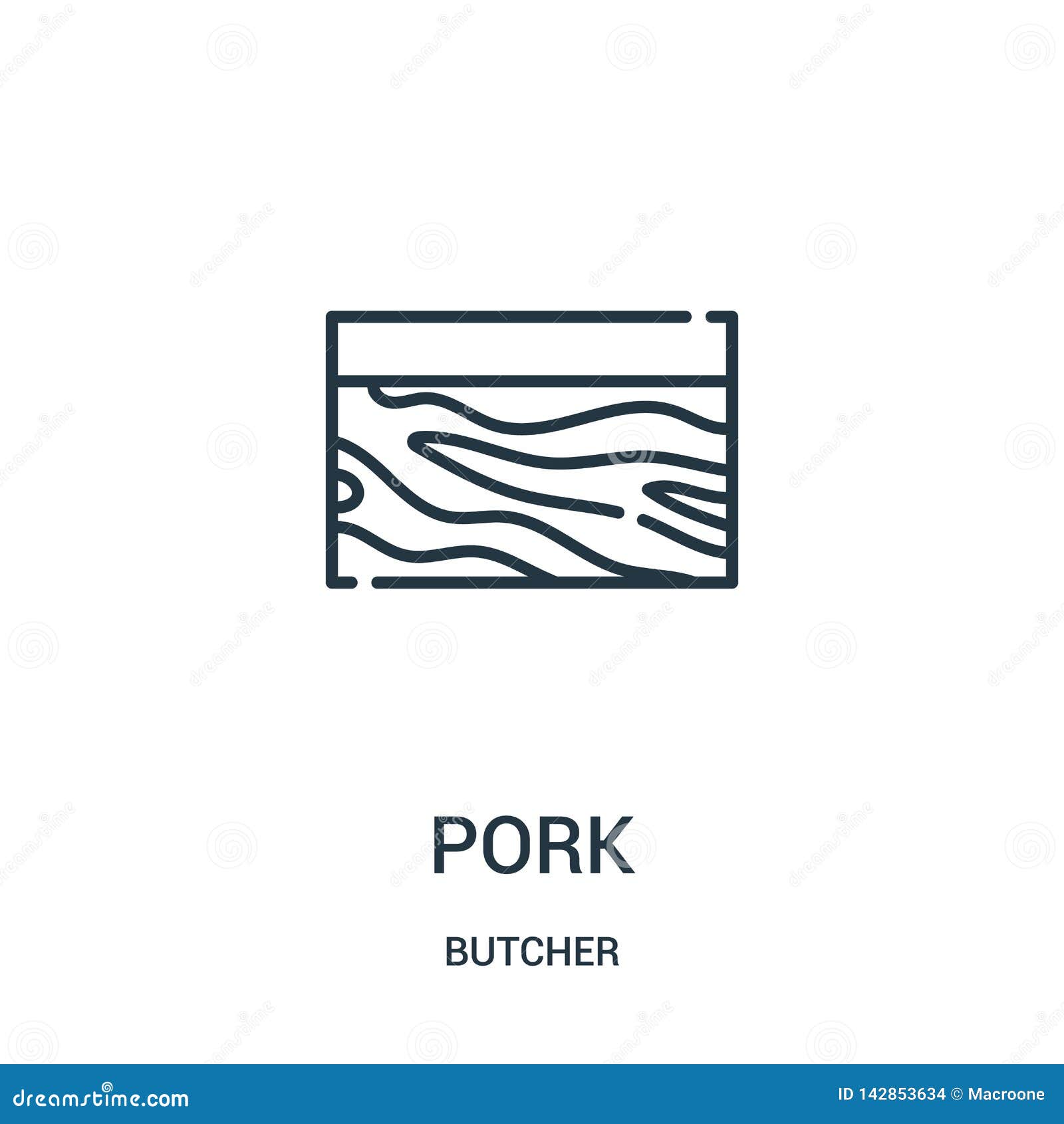 Pork Icon Vector from Butcher Collection. Thin Line Pork Outline Icon ...