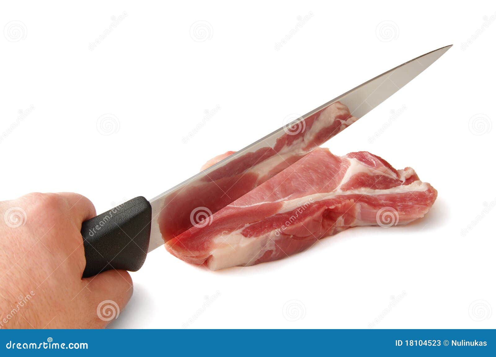 Pork and knife in hand stock image. Image of fresh, prime - 18104523