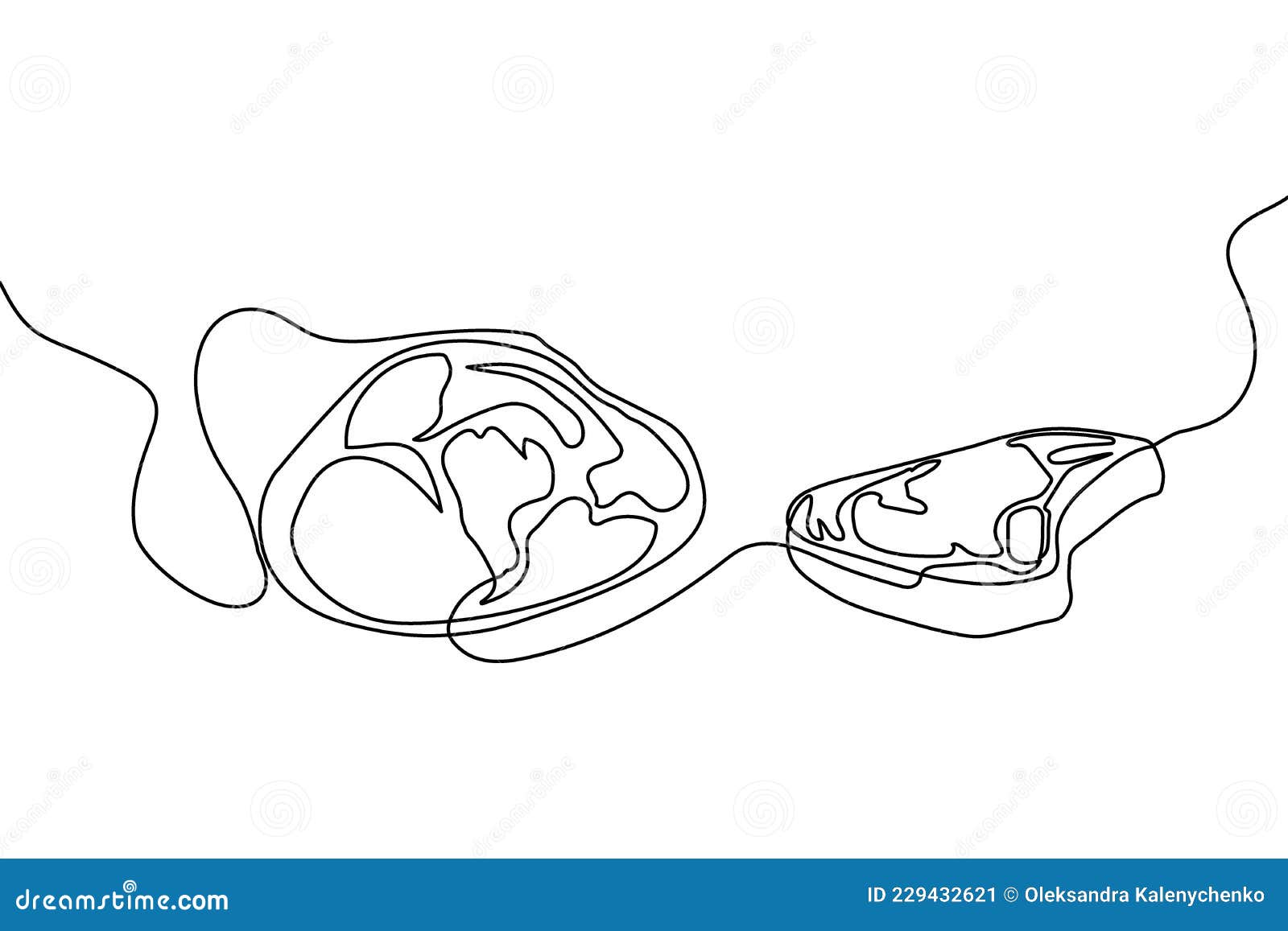 Pork Knuckle Continuous Line Drawing Set. One Line Art of Meat, Meat on ...
