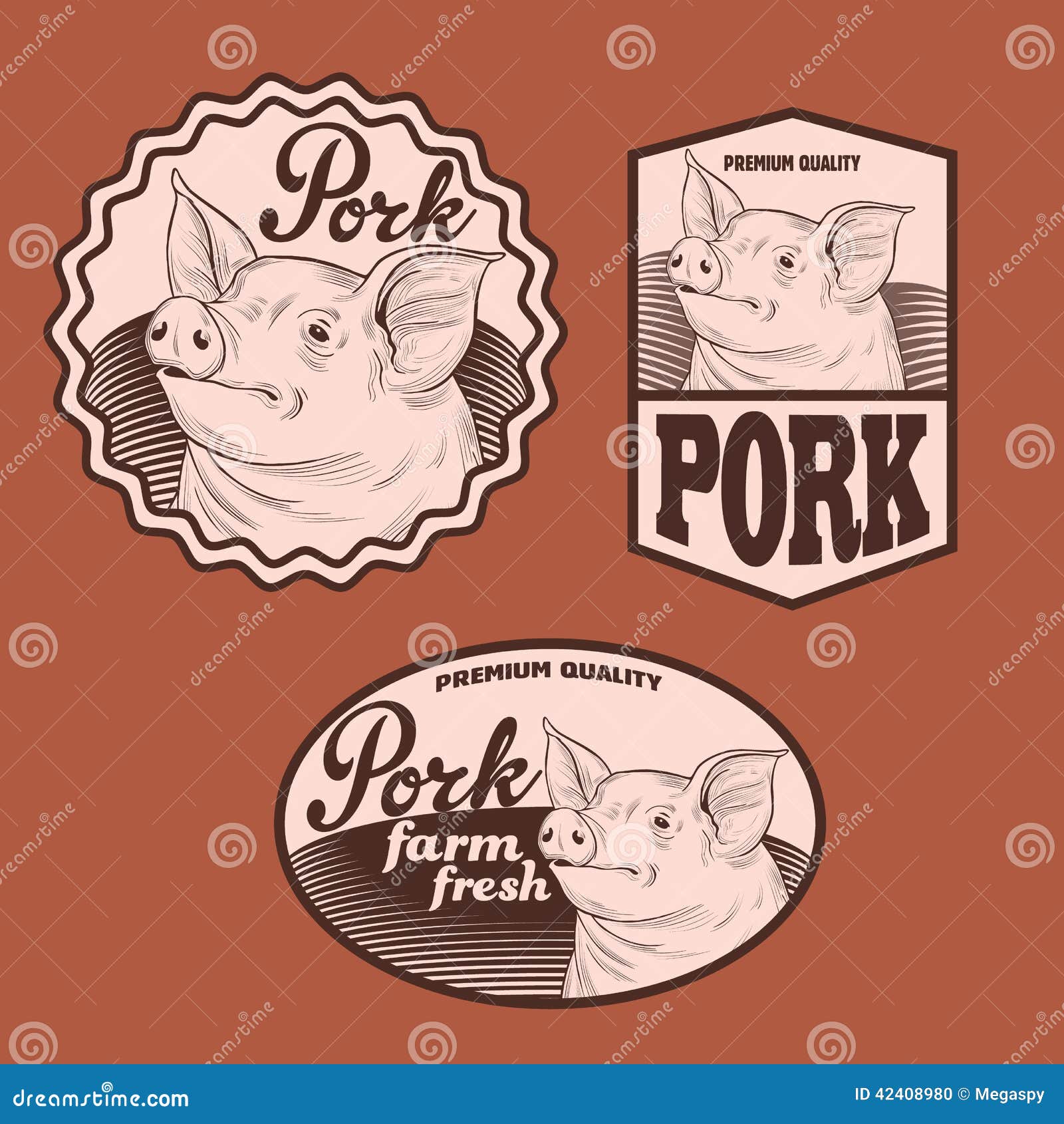 Pork labels stock vector. Illustration of food, organic - 42408980