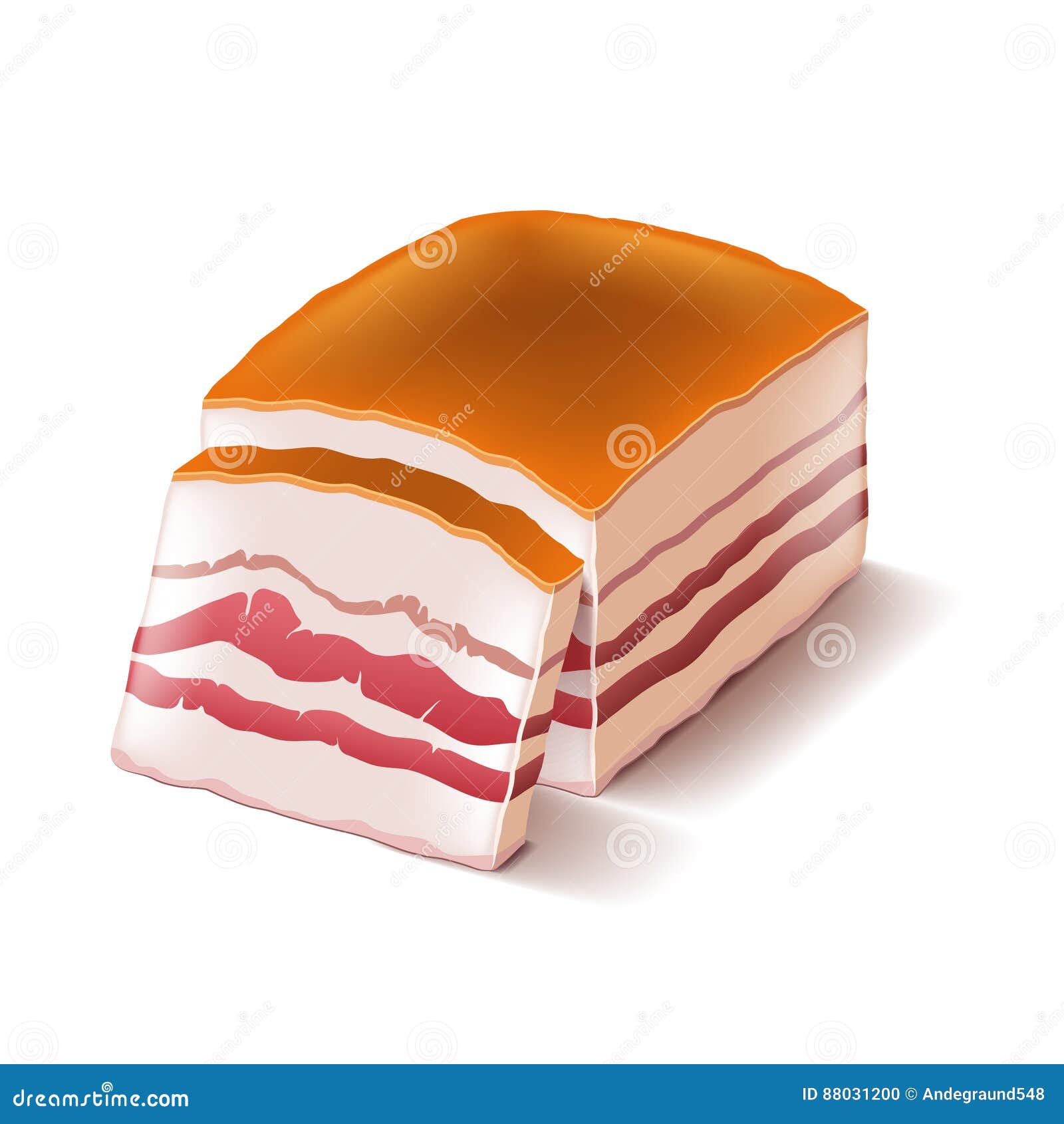 Pork lard on white vector stock vector. Illustration of product - 88031200