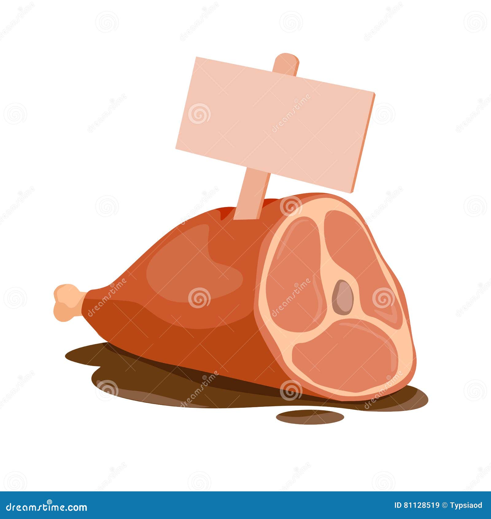 Pork leg with label. stock vector. Illustration of price - 81128519