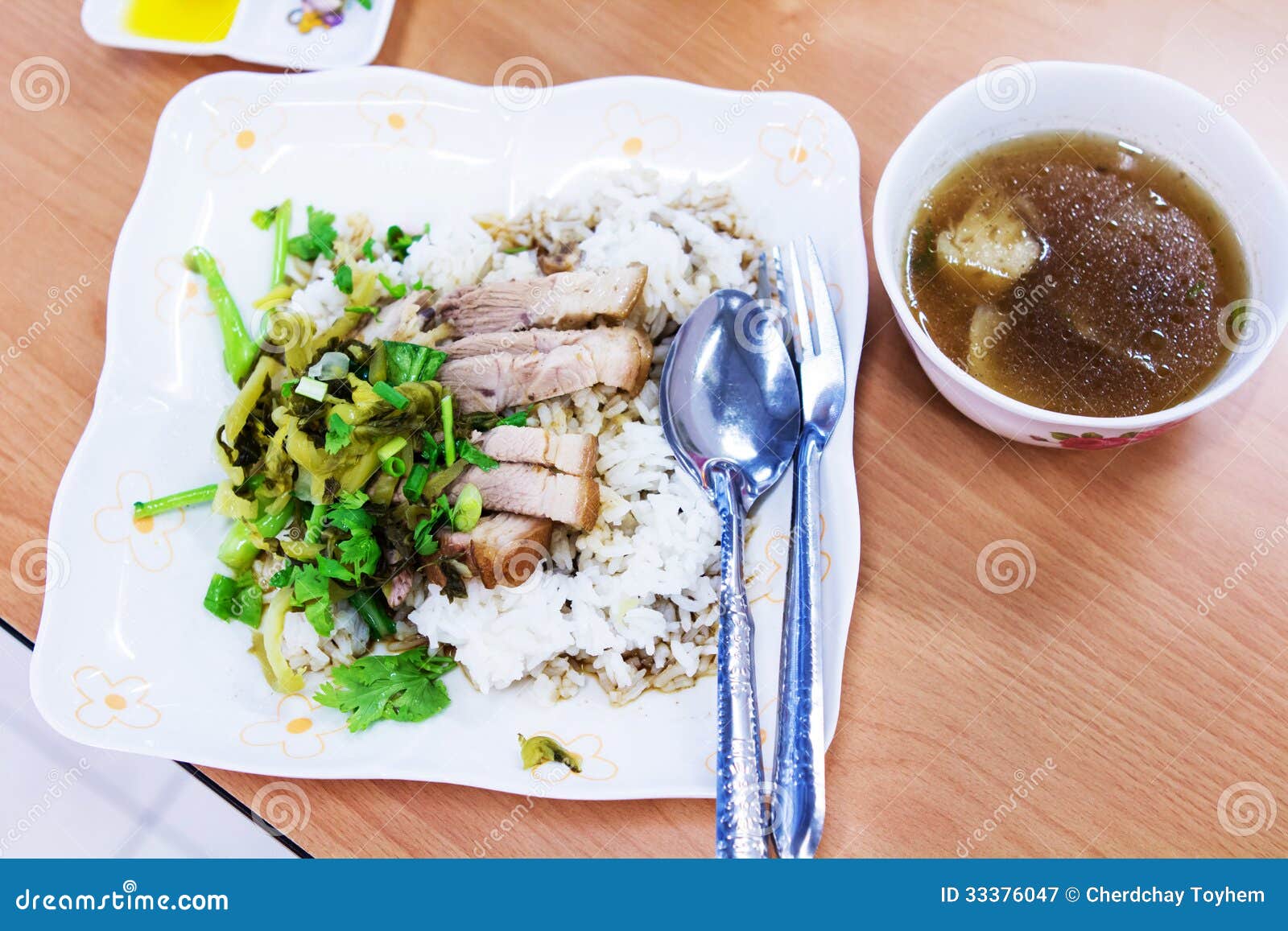 Pork leg with rice stock image. Image of kitchen, asian - 33376047