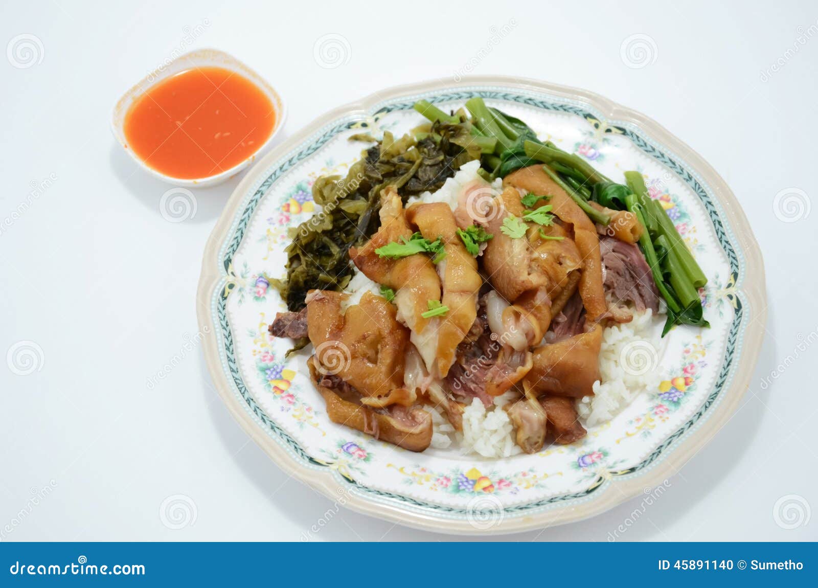Pork Leg Stew over Rice stock photo. Image of hungry - 45891140