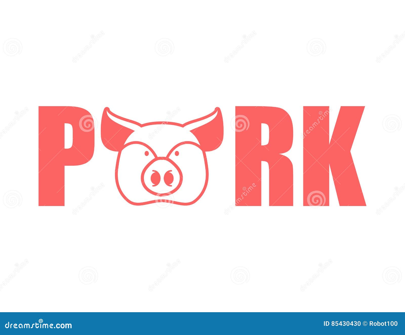 Pork Lettering Emblem. Head Pig and Letters Isolated Stock Vector ...