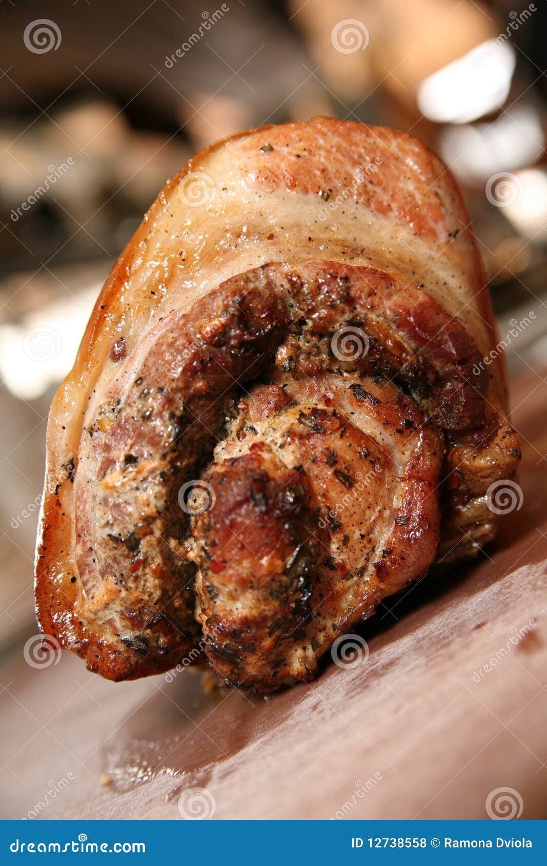 Pork Loin being sliced stock photo. Image of delicious - 12738558