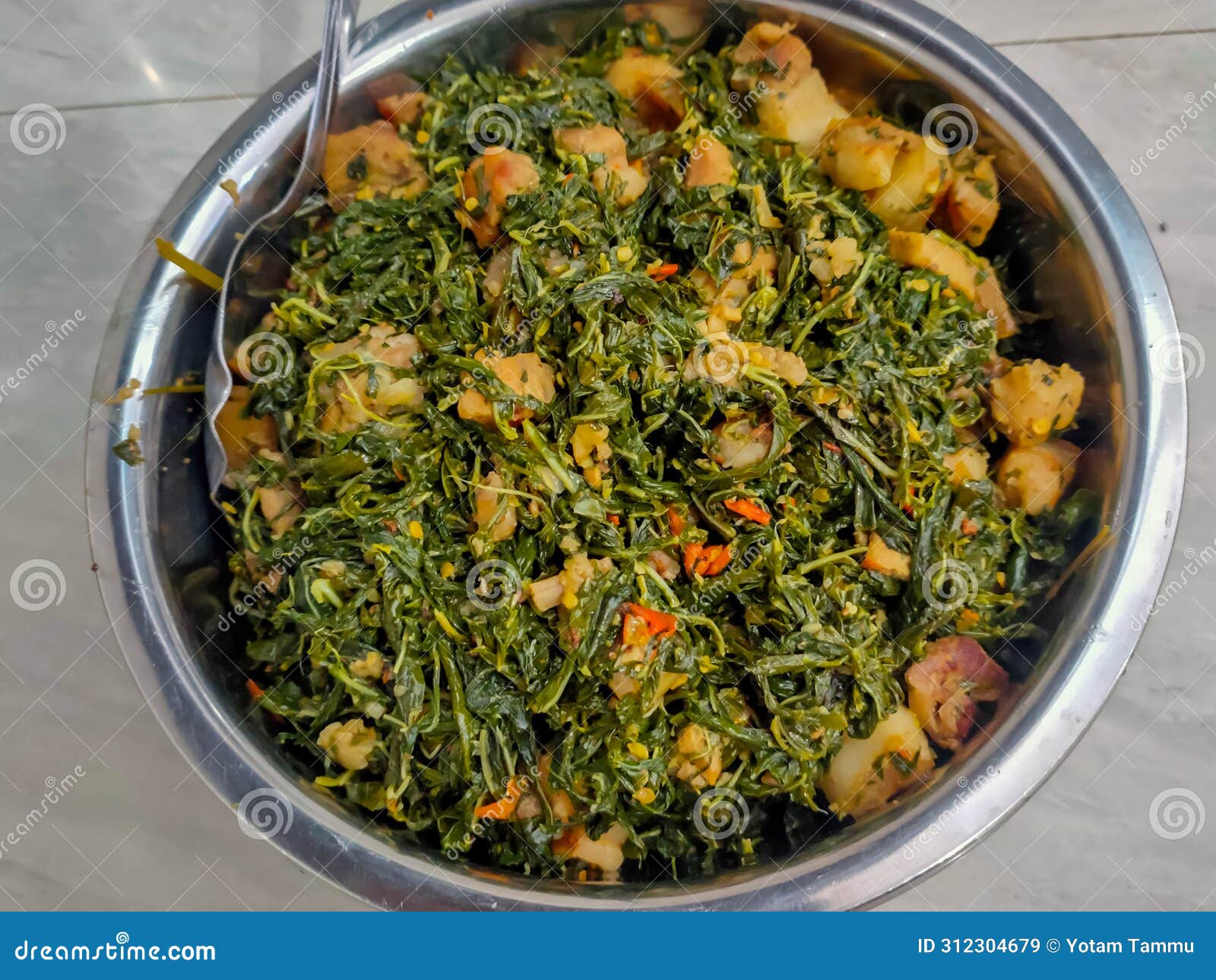 Pork Meat Cooked with Cassava Leaves Stock Image - Image of meat, crop ...