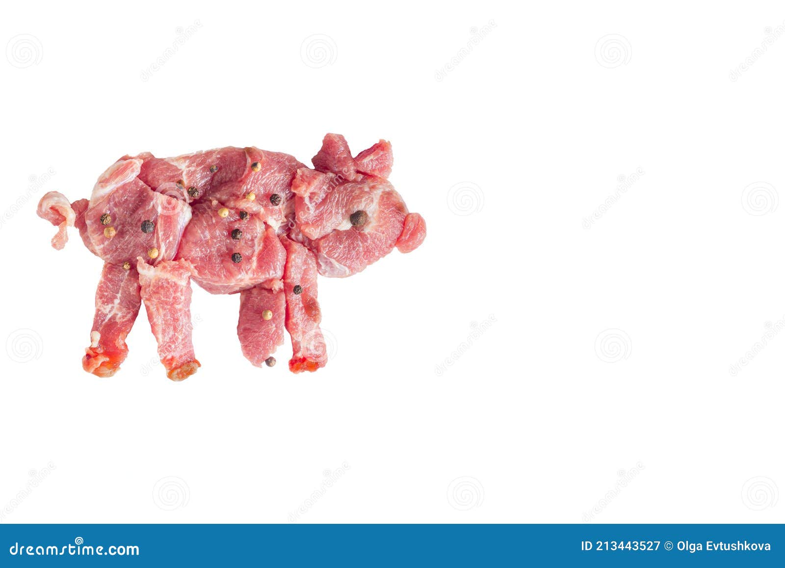 Pork Meat Isolate in the Shape of a Pig on a White Background Stock ...