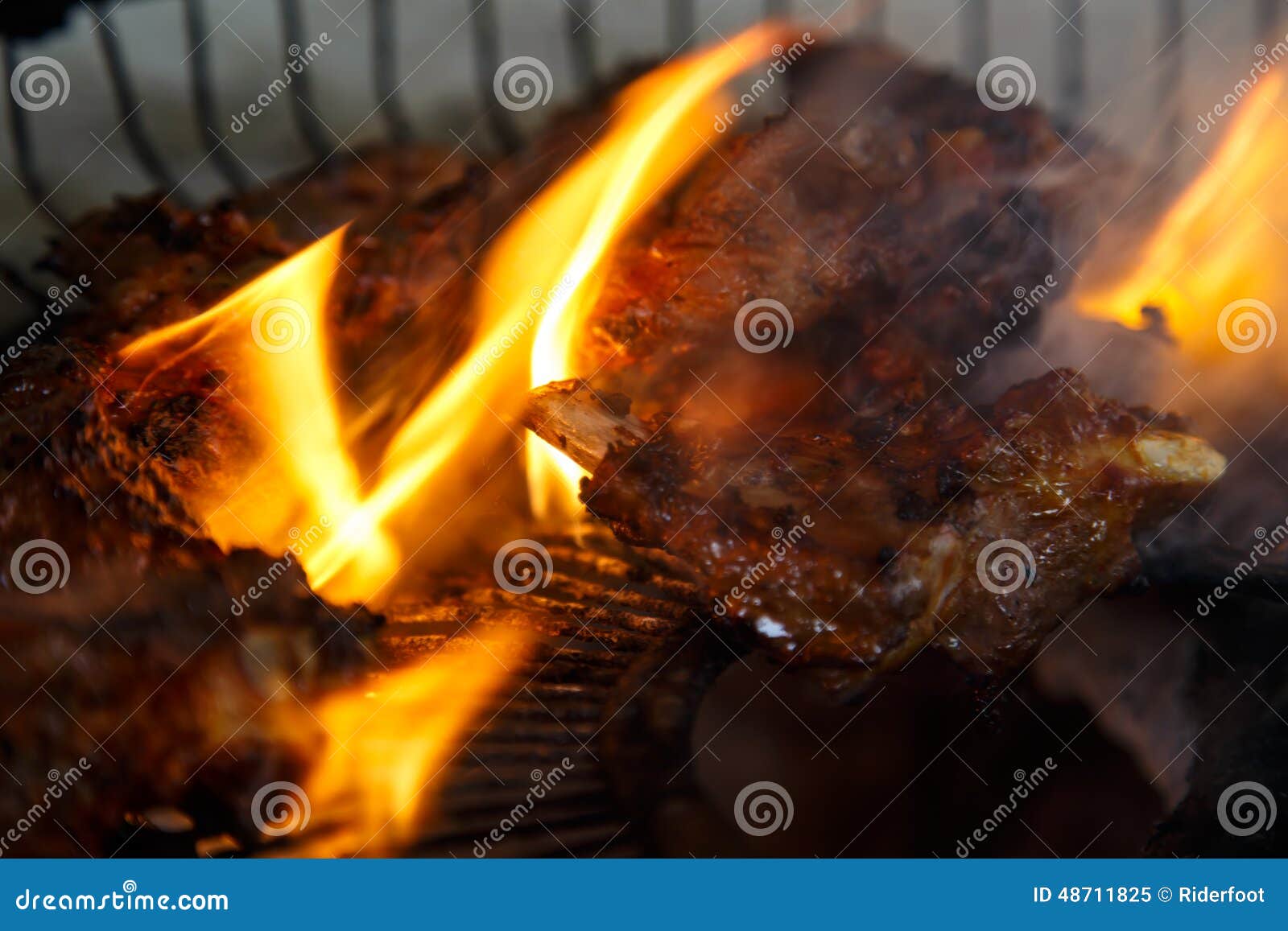 Pork meat roasting on fire stock image. Image of chop - 48711825