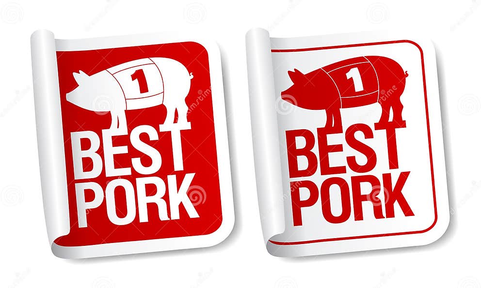 Pork meat stickers. stock vector. Illustration of healthy - 19099753