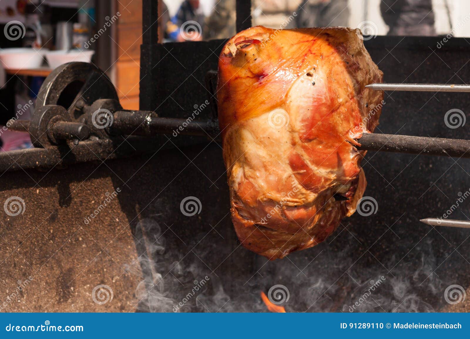 Pork Meet Roasted Over the Fire on a Stick Stock Photo - Image of ...