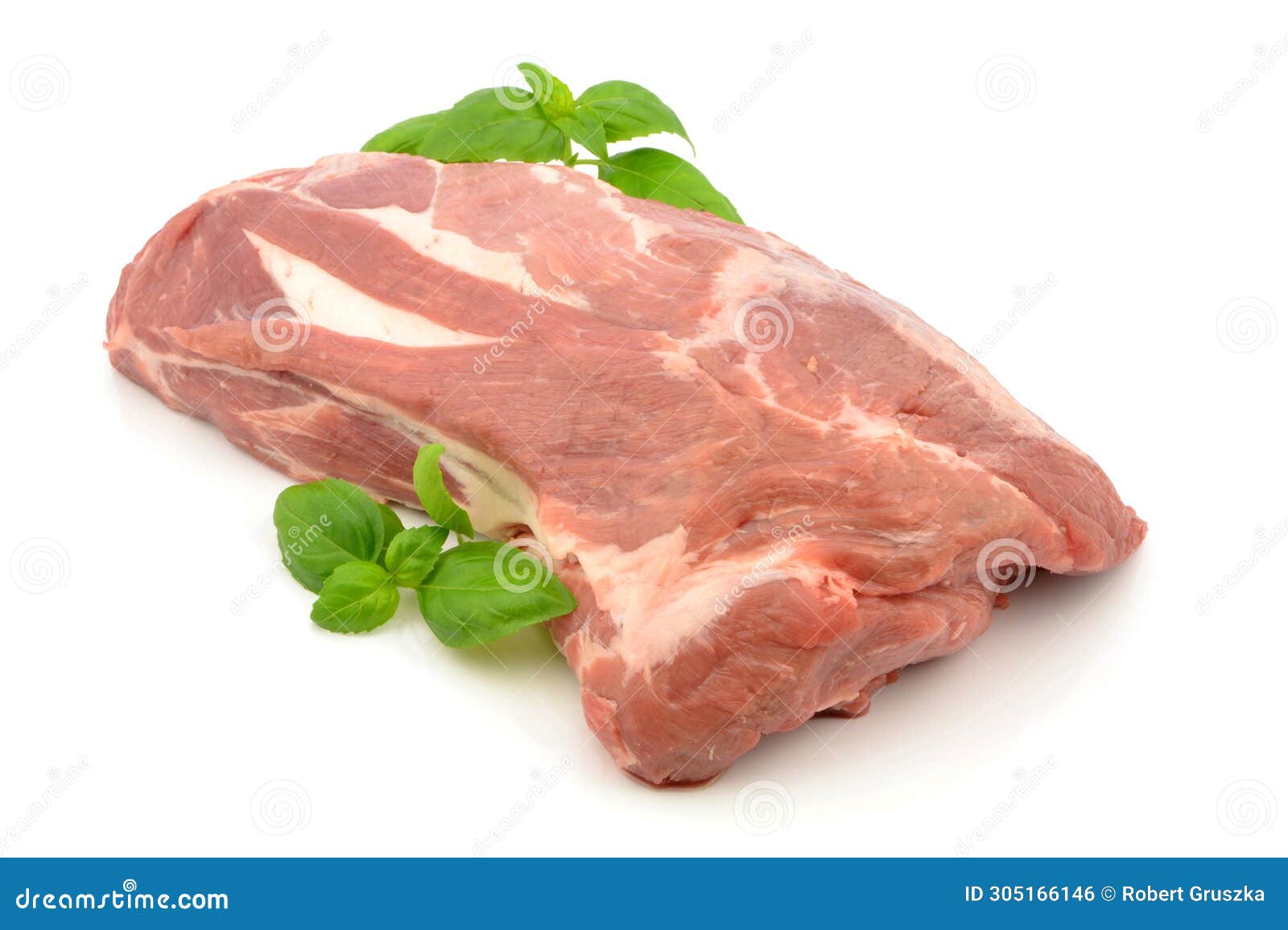 Pork neck stock photo. Image of white, basil, pork, isolated - 305166146