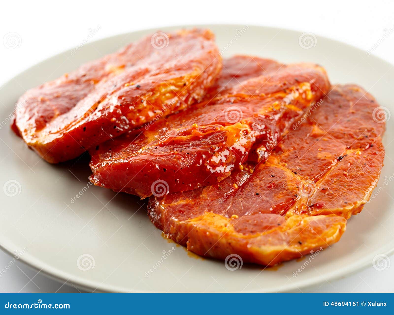 Pork Neck Slices on a Plate Stock Image - Image of slice, fillet: 48694161
