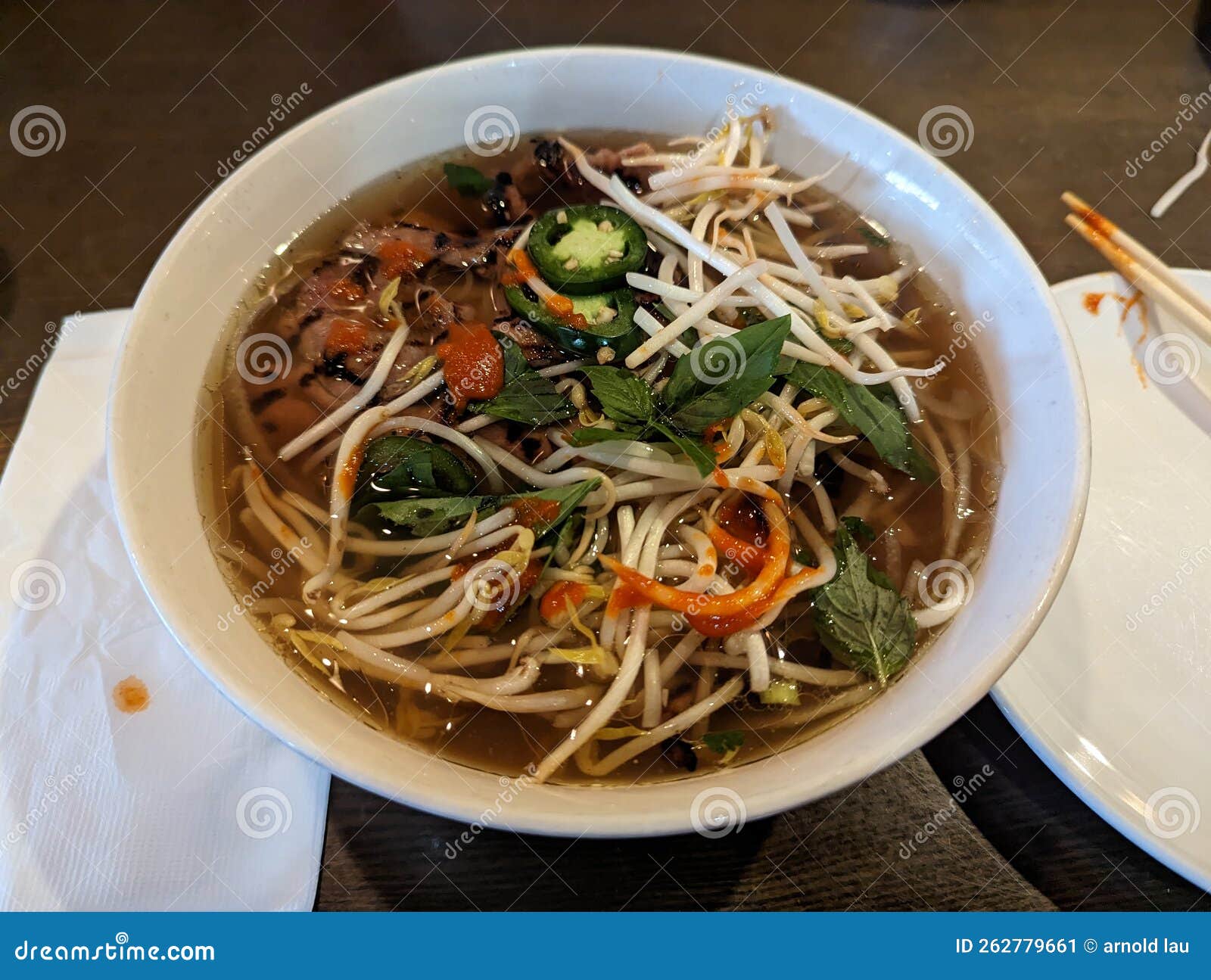 Pork pho noodle soup stock image. Image of spaghetti - 262779661