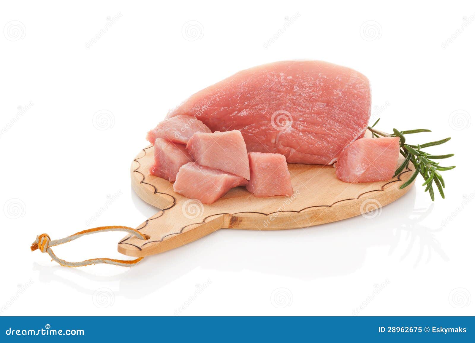 Pork Piece on Vintage Kitchen Board. Stock Image - Image of herbs, pork ...