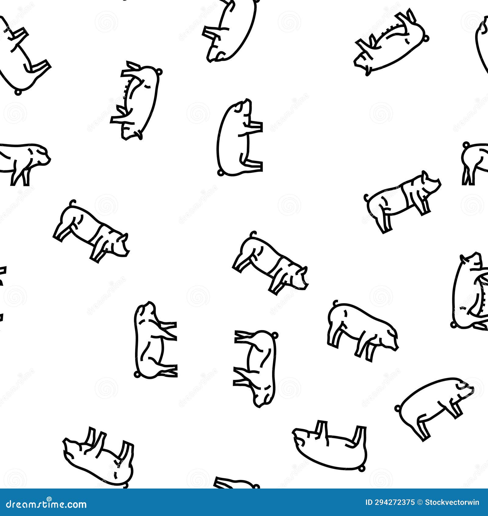 Pork Pig Farm Animal Piglet Hog Vector Seamless Pattern Stock Vector ...